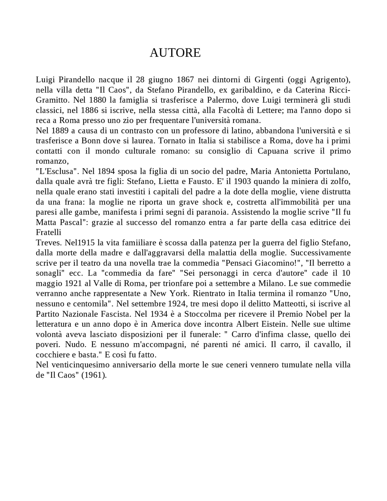 Mattia Pascal Romanzo Docsity