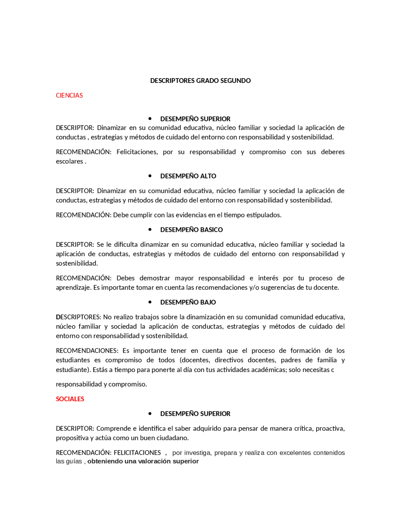 Descriptores bachiller | Apuntes de Literatura Universal | Docsity