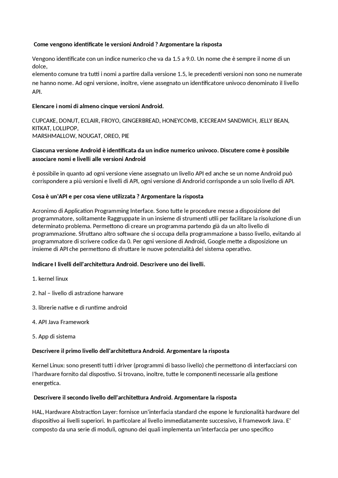 Programmazione di app 1 risposte aperte - Docsity