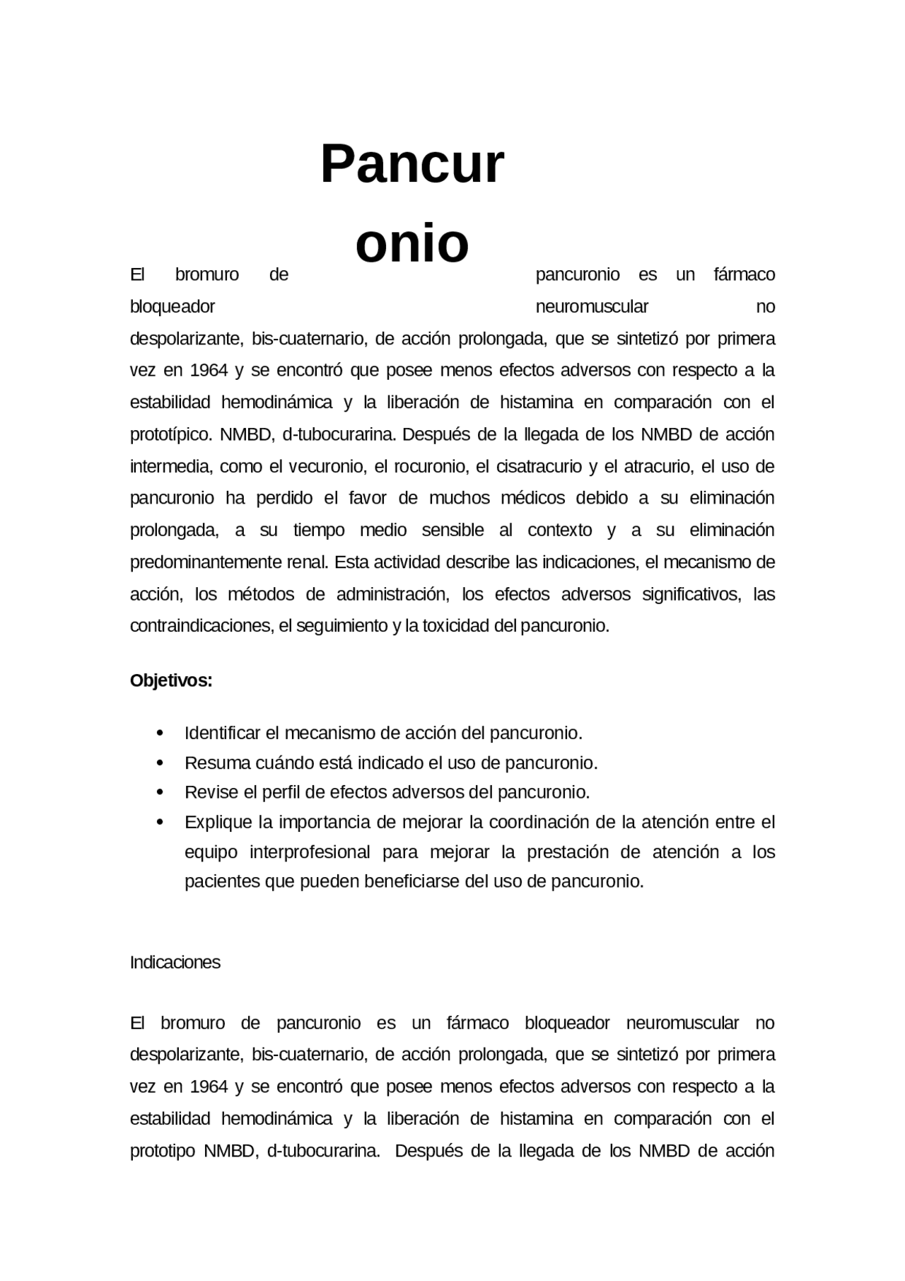 Farmacología de los bloqueantes neuromusculares -PANCURONIO ...