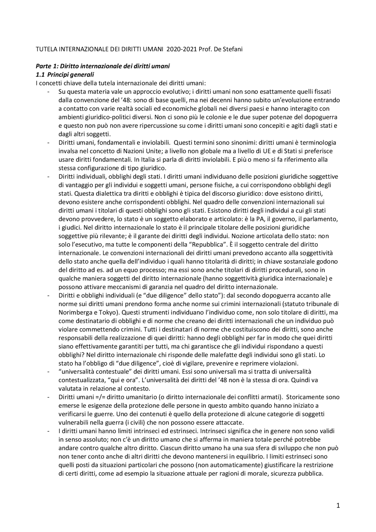 Appunti Completi Tutela Internazionale Dei Diritti Umani Docsity