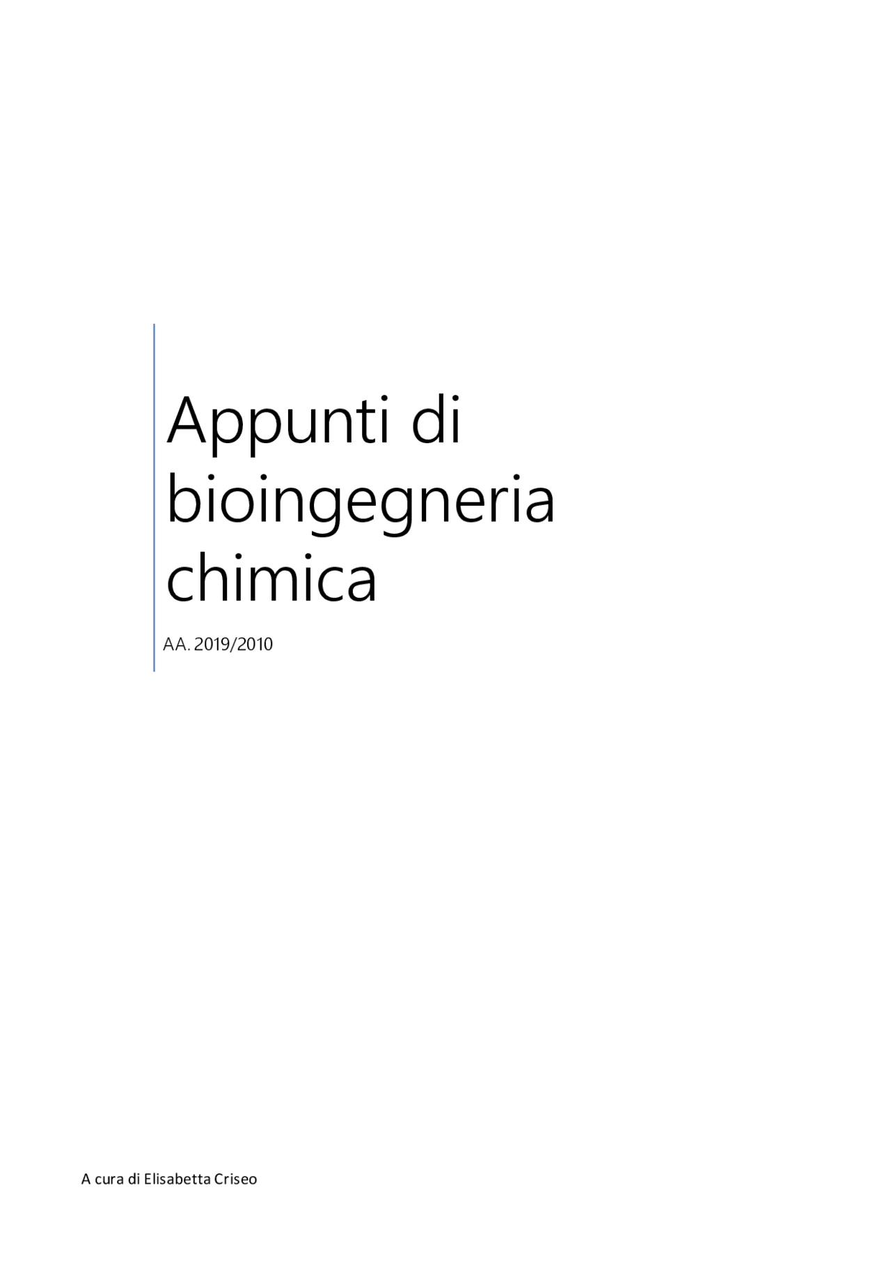 Appunti Del Corso Bioingegneria Chimica Docsity