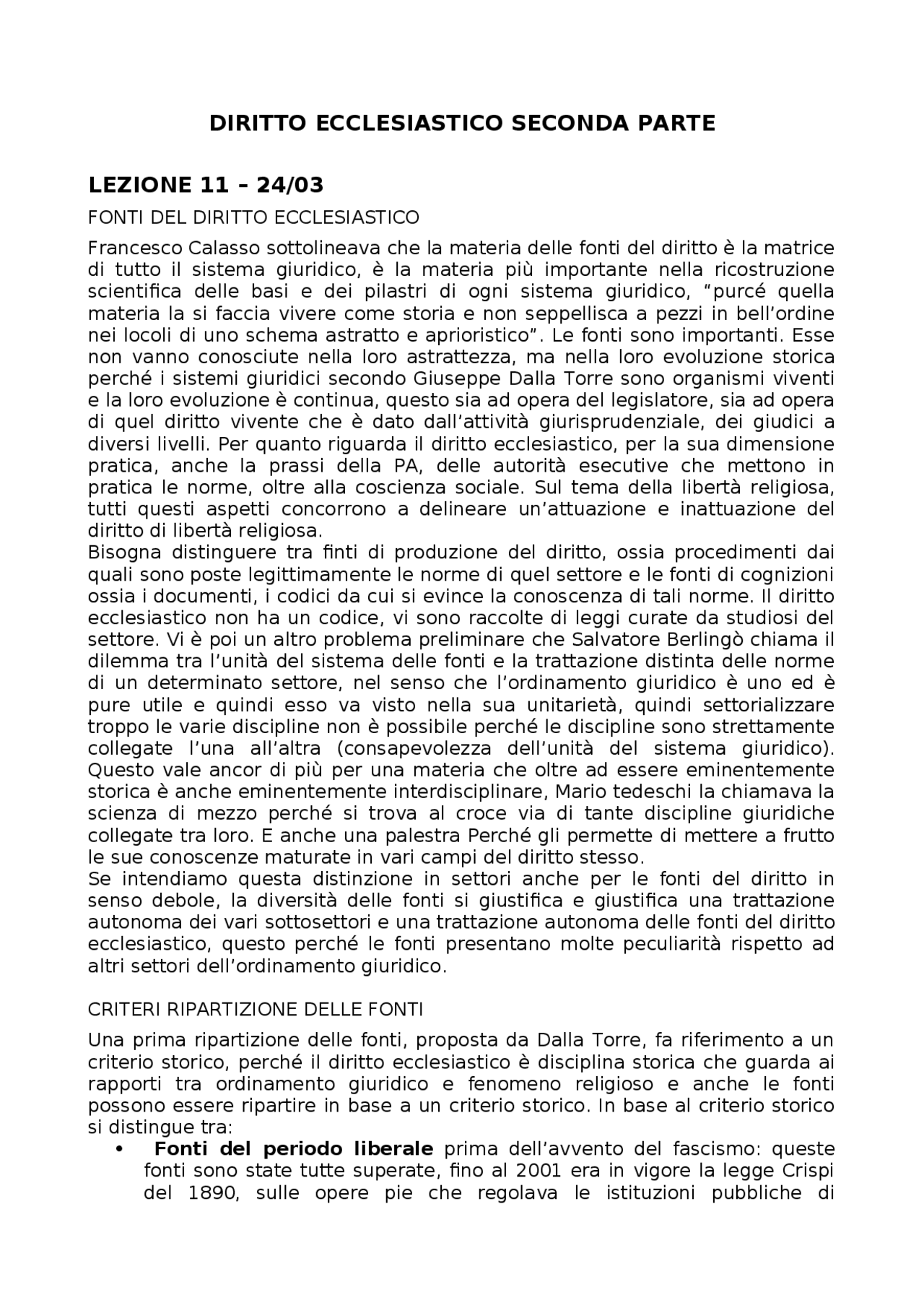 Diritto Ecclesiastico Parte 2 Docsity