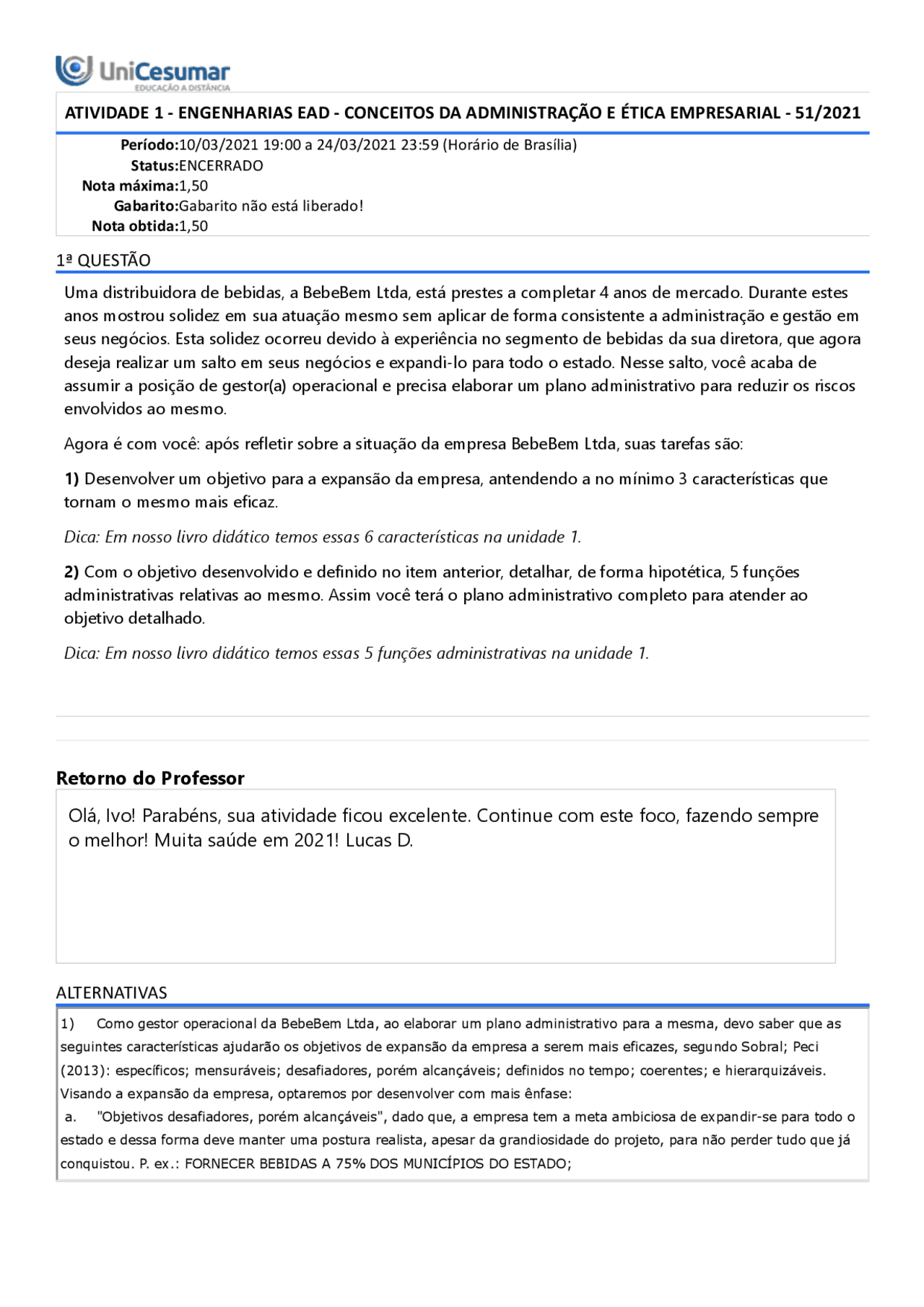 Atividade 01 Conceitos De AdministraÇÃo E Ética Empresarial Docsity