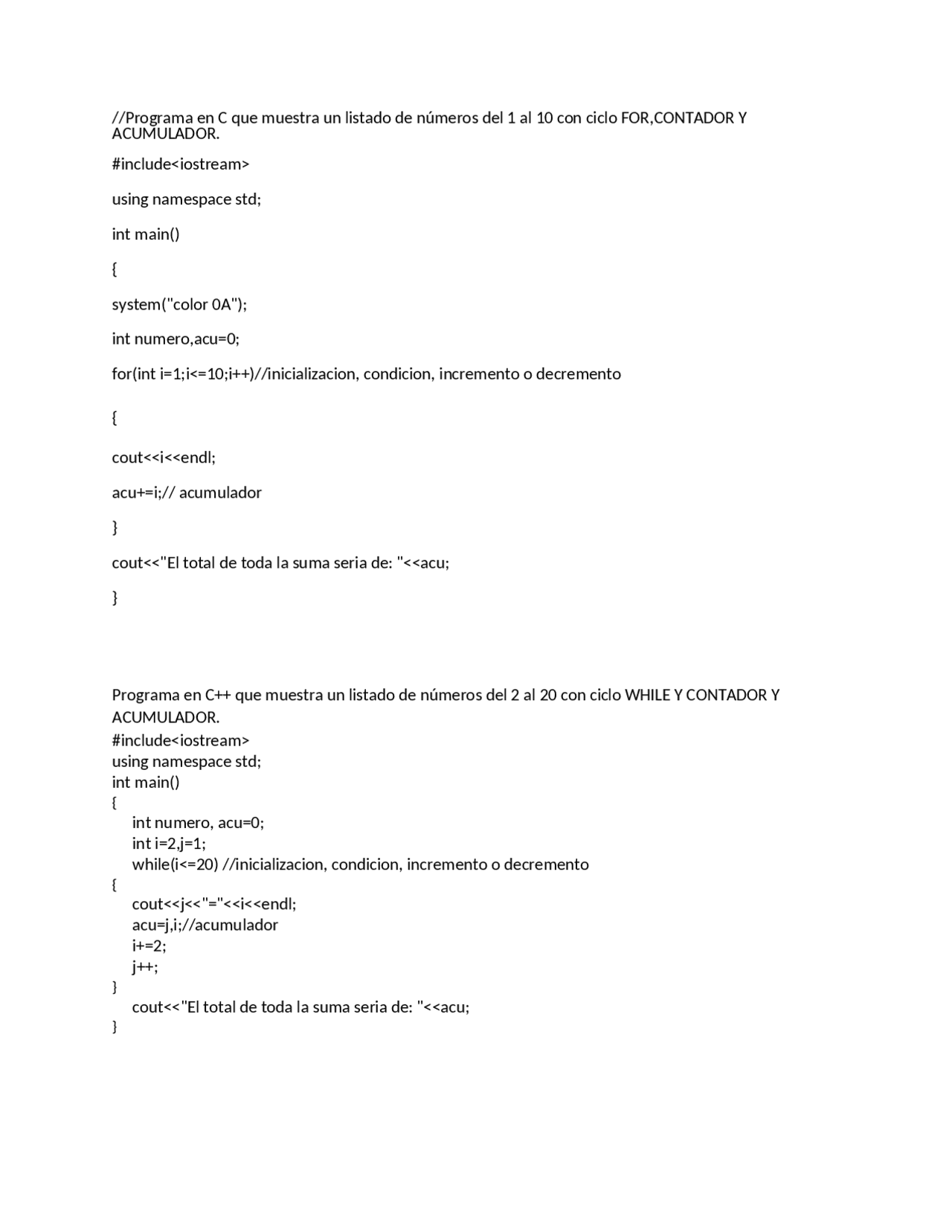 Ejemplos para programas de programación | Esercizi di Programmazione C | Docsity