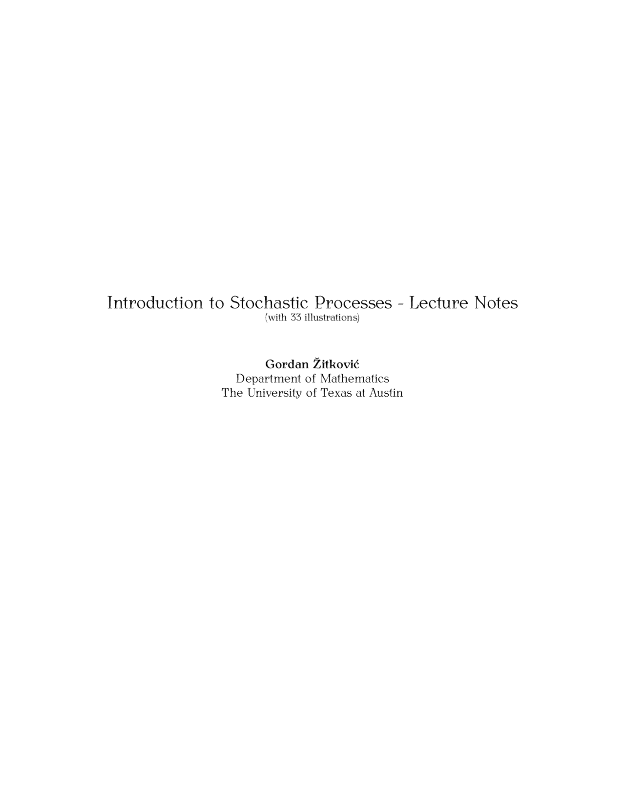 Introduction To Stochastic Processes Lecture Notes Docsity