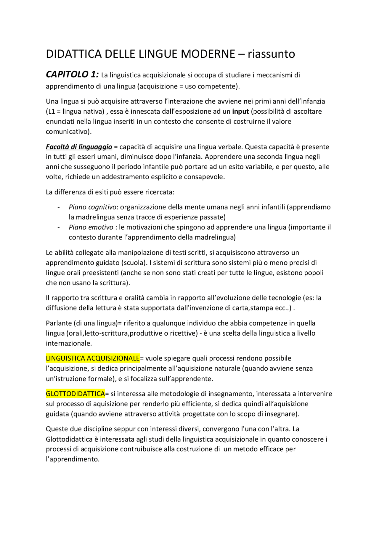 Didattica delle lingue moderne - Docsity