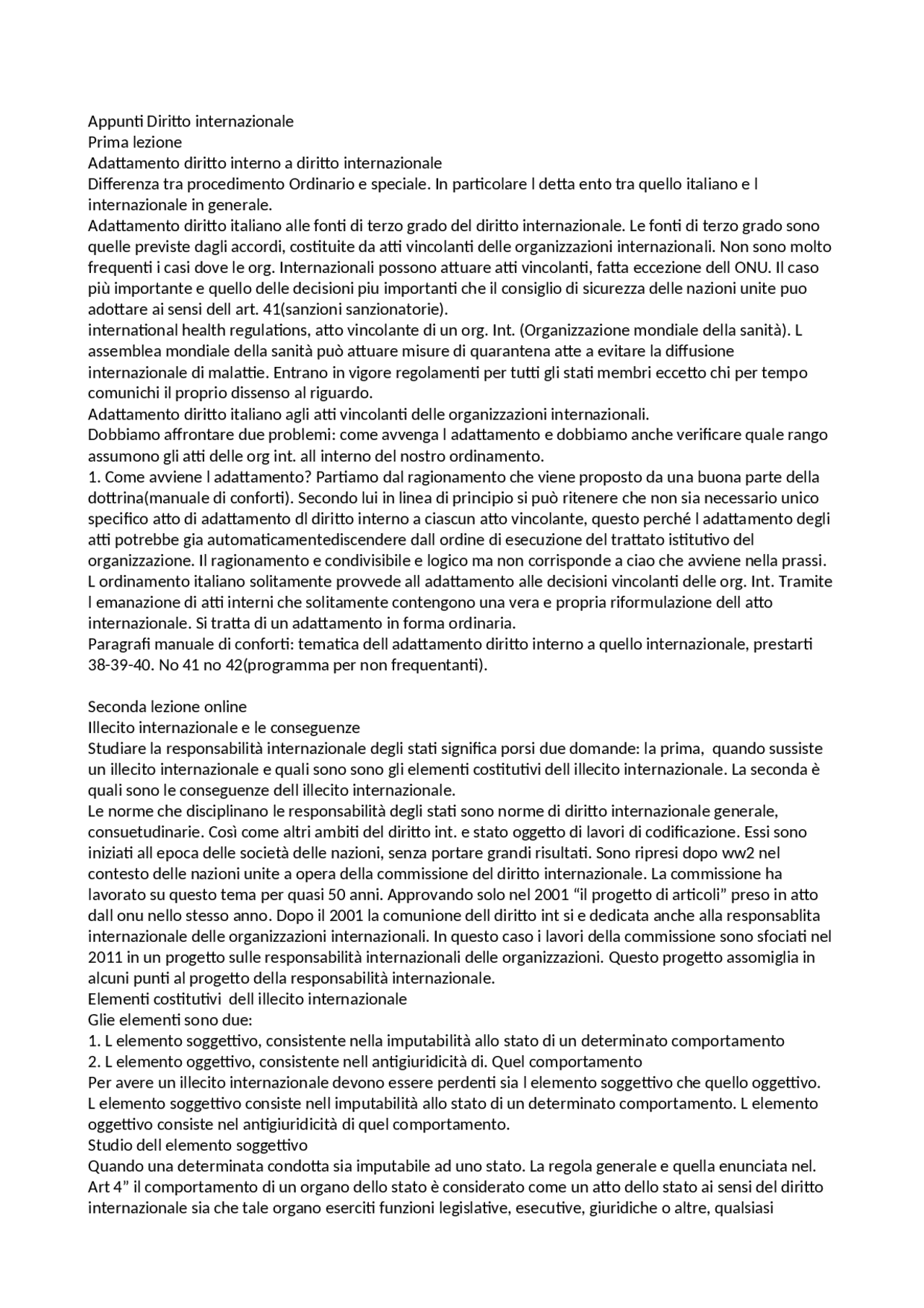 Appunti Diritto Internazionale Docsity
