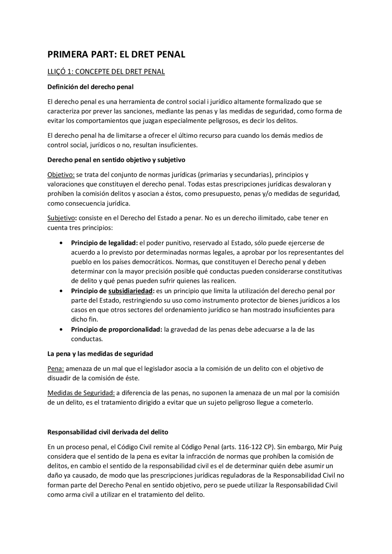 Apunts Dret Penal Universitat De Barcelona Docsity