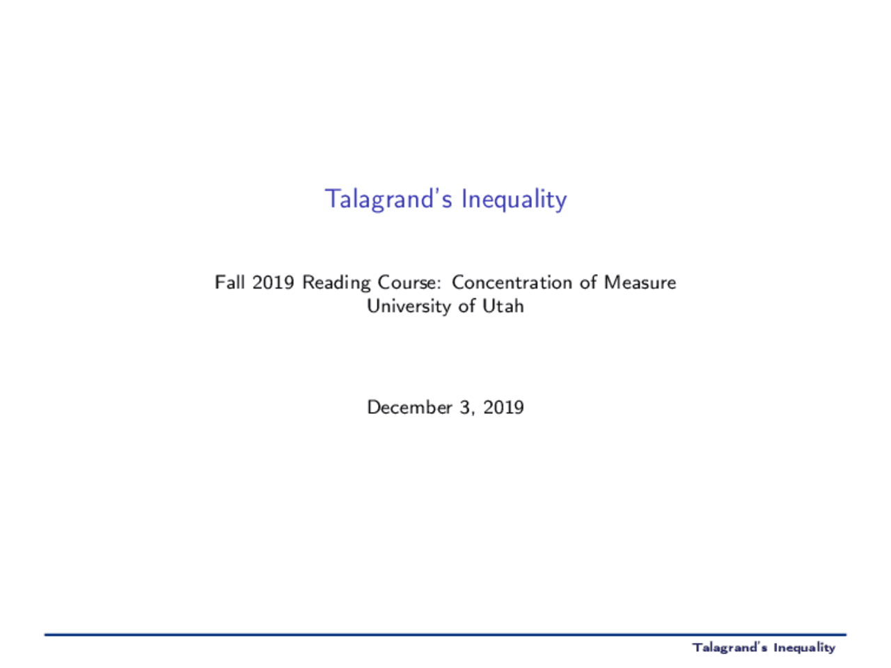 Talagrands Two Point Inequality Docsity