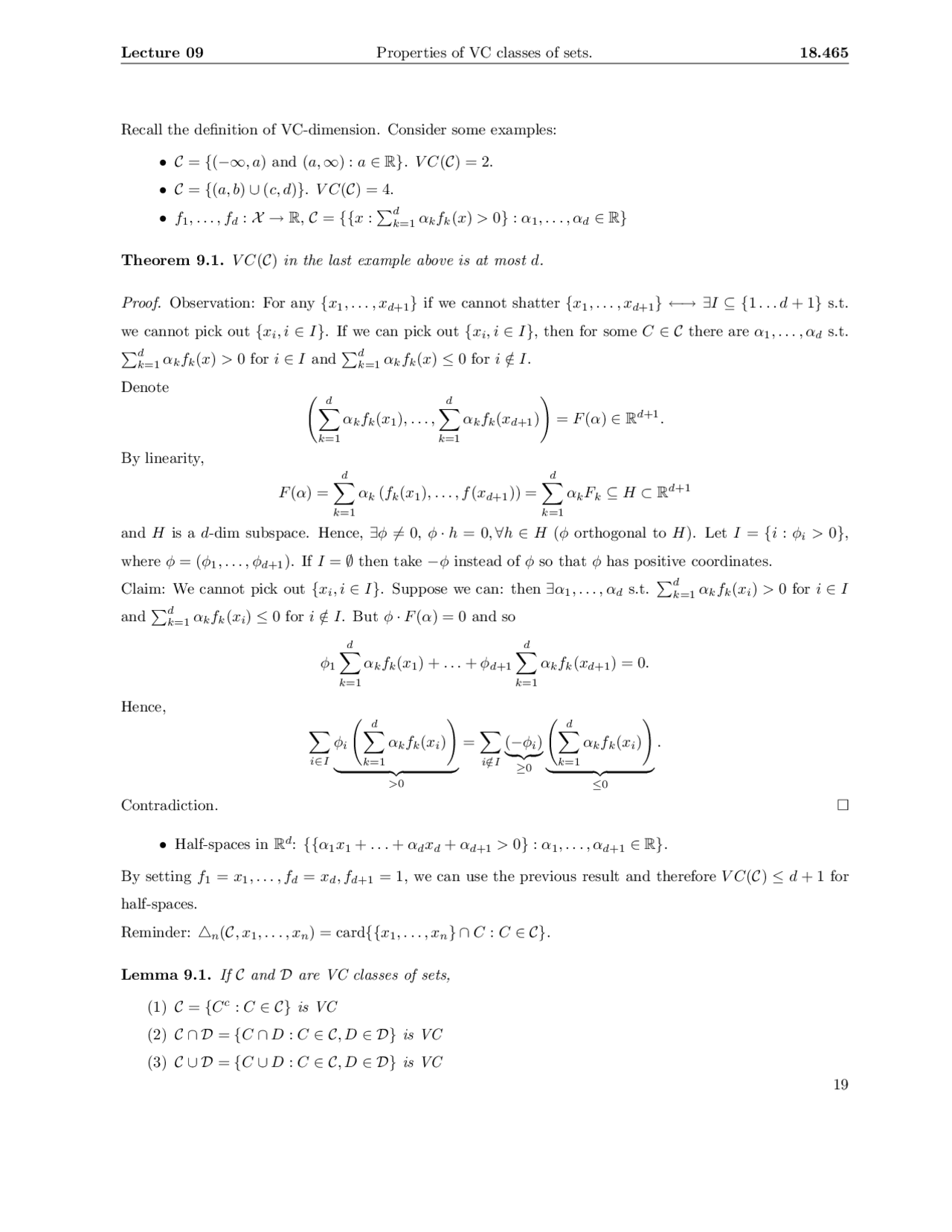 Properties Of Vc Classes Of Sets Docsity