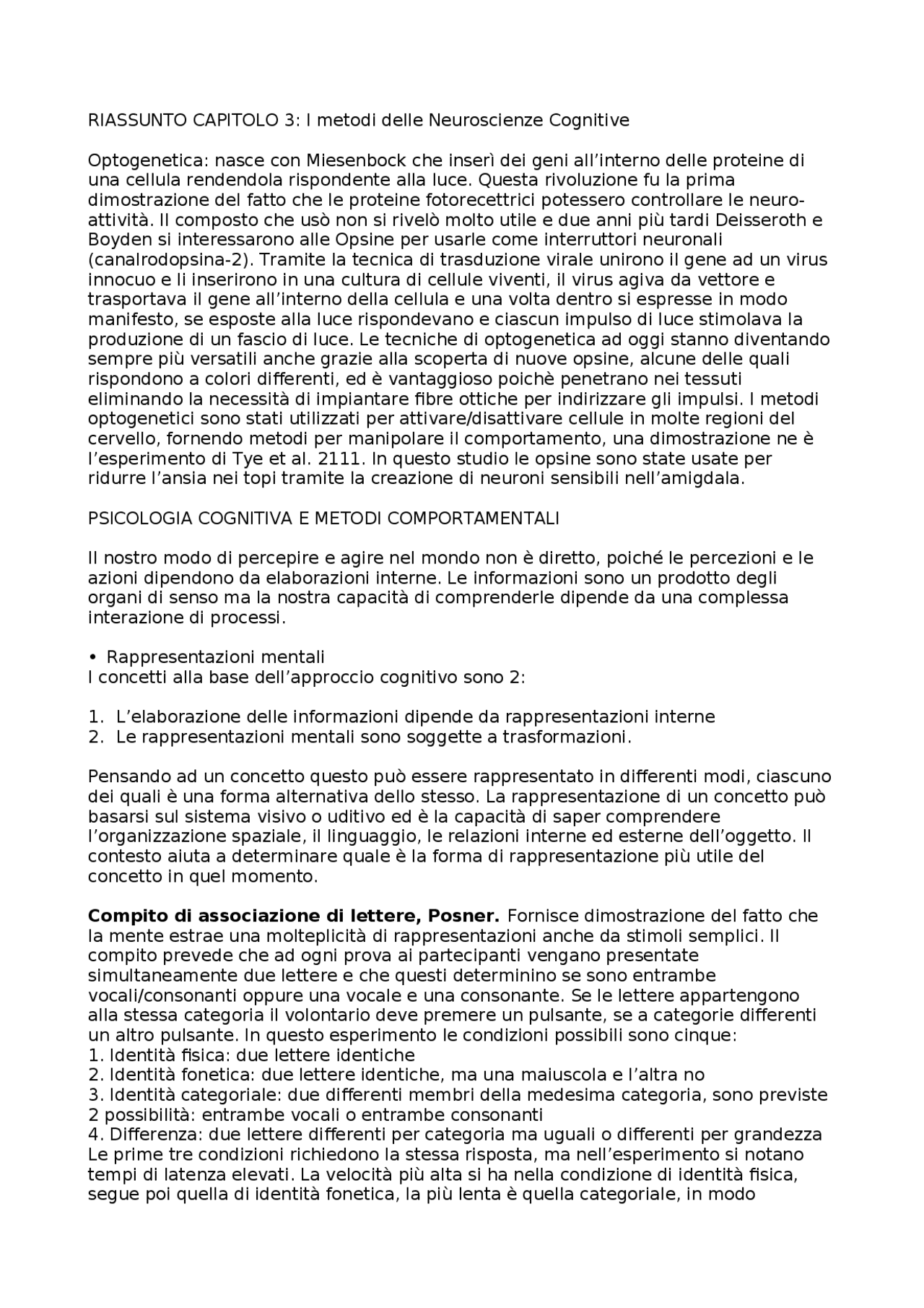 Capitolo 3 Neuroscienze Docsity