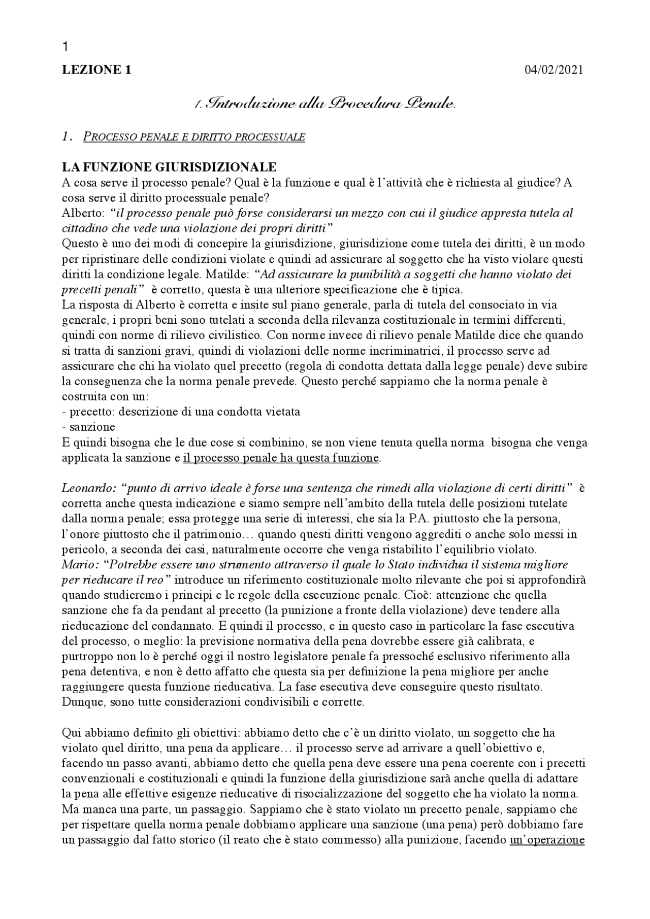 Dispensa Di Diritto Processuale Penale Parte I Docsity