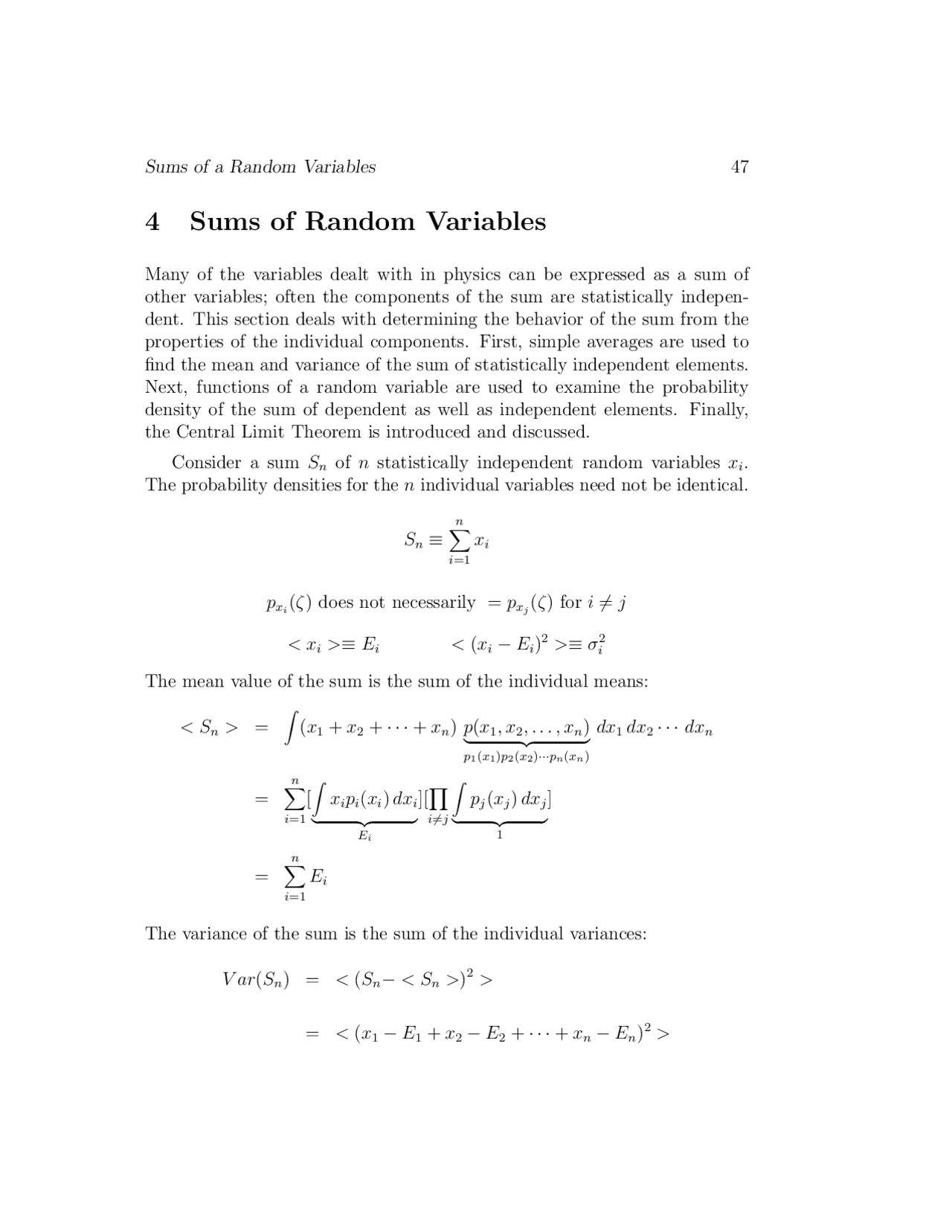Sums Of Random Variables Docsity