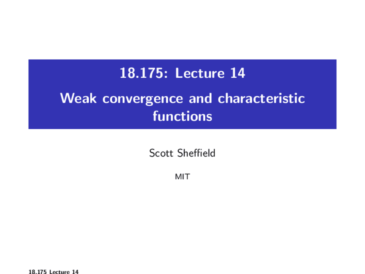Weak Convergence and Characteristic Functions - Docsity