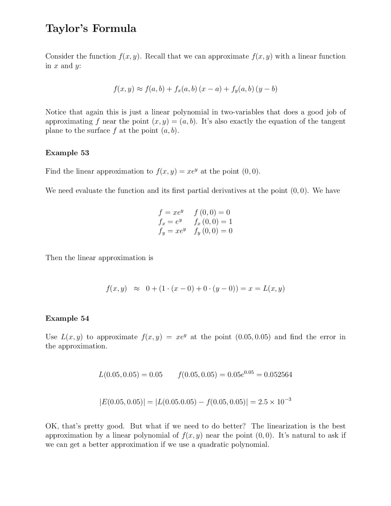 Taylor’s Formula | Lecture notes Mathematics | Docsity