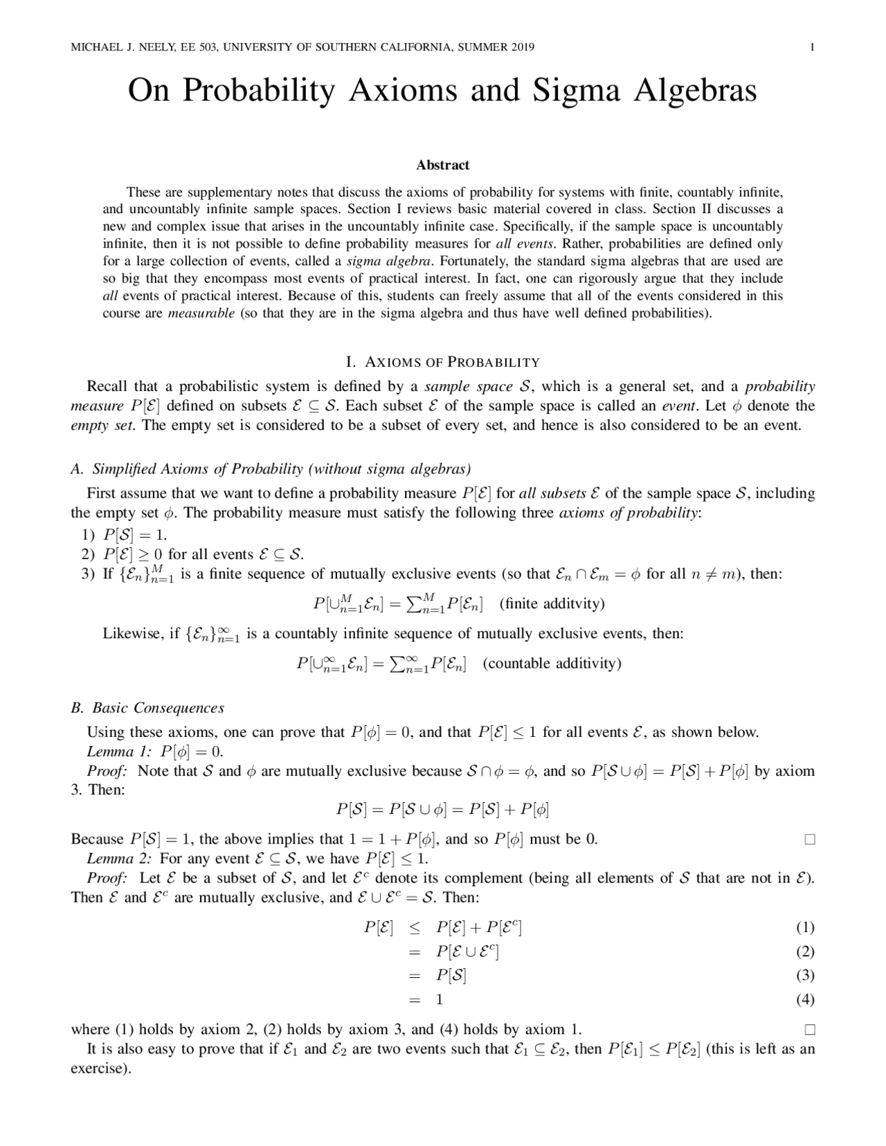 Probability Spaces and Sigma-Algebras - Docsity