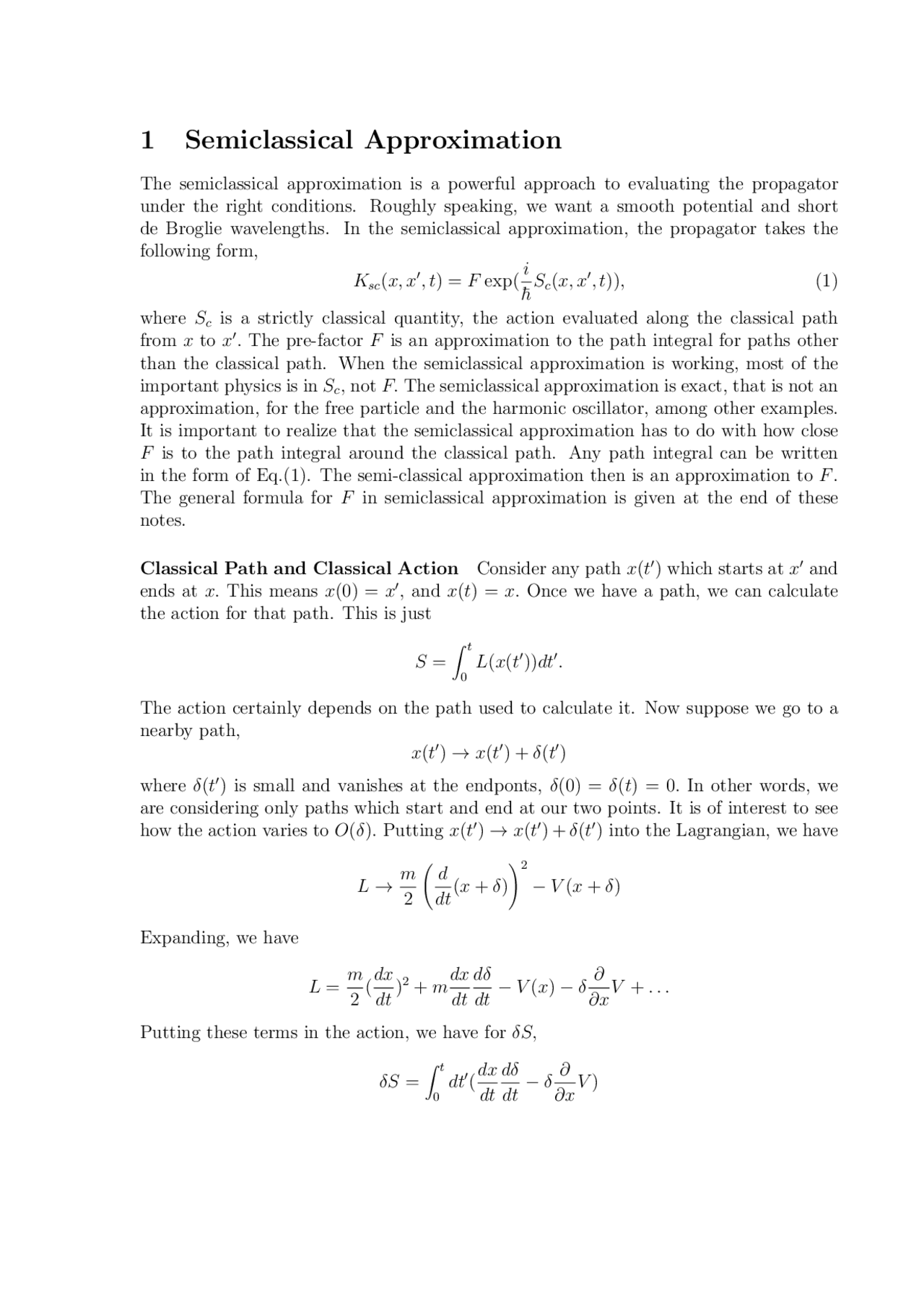 Semiclassical Approximation - Quantum Mechanics I - Docsity