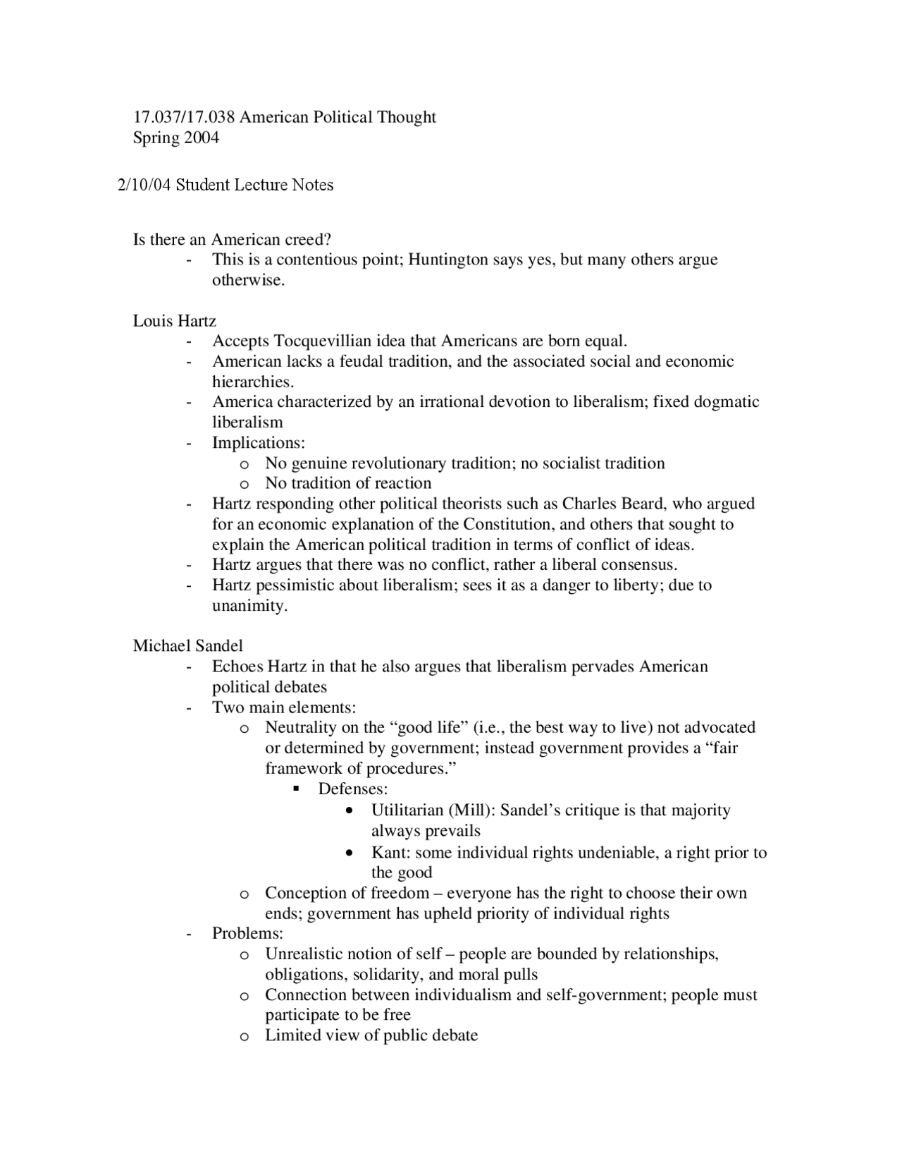 American Political Thought - Docsity