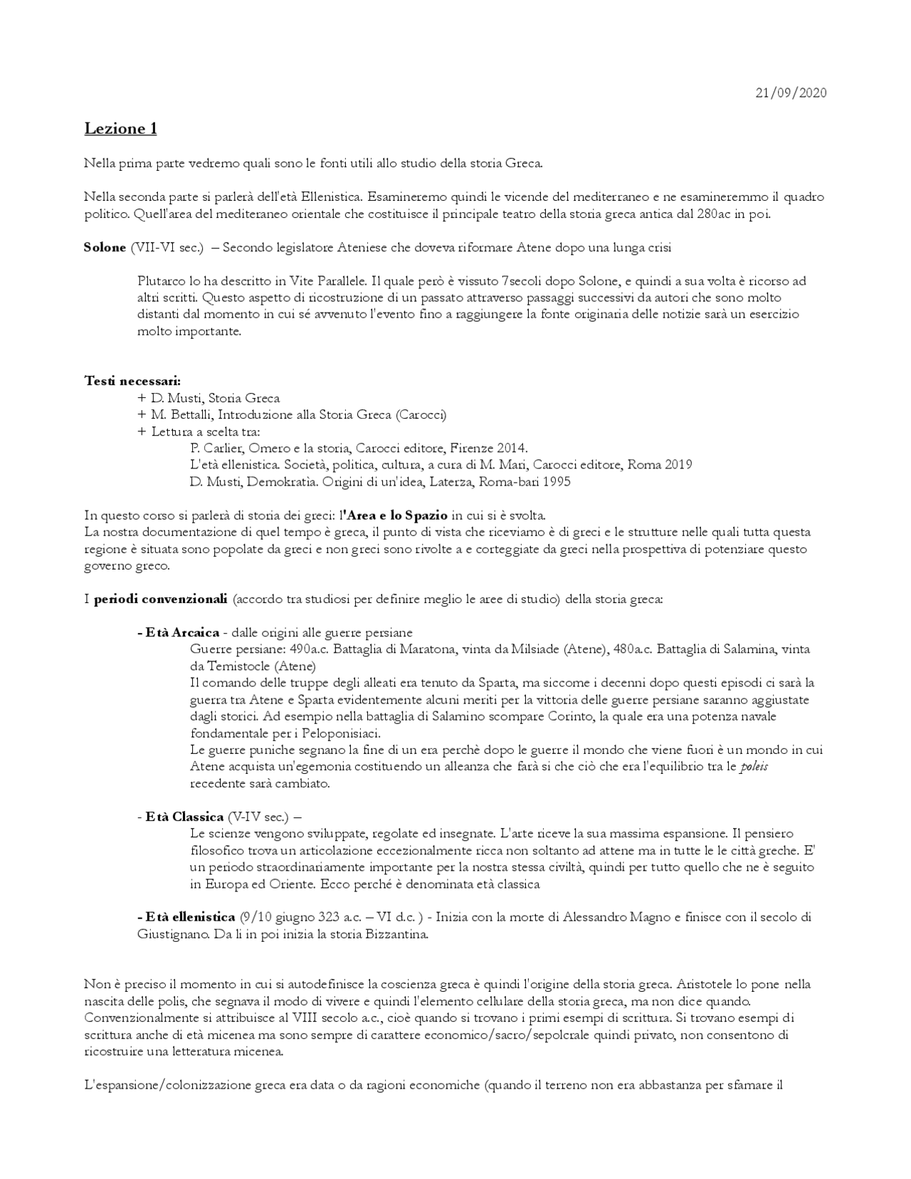 Appunti Storia Greca Docsity