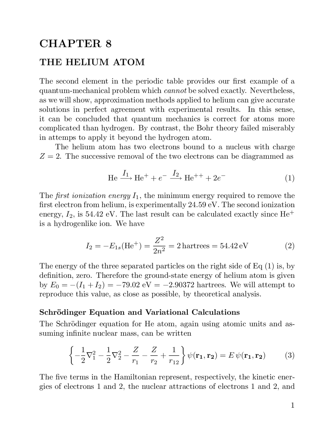 Lecture Notes On The Helium Atom Docsity