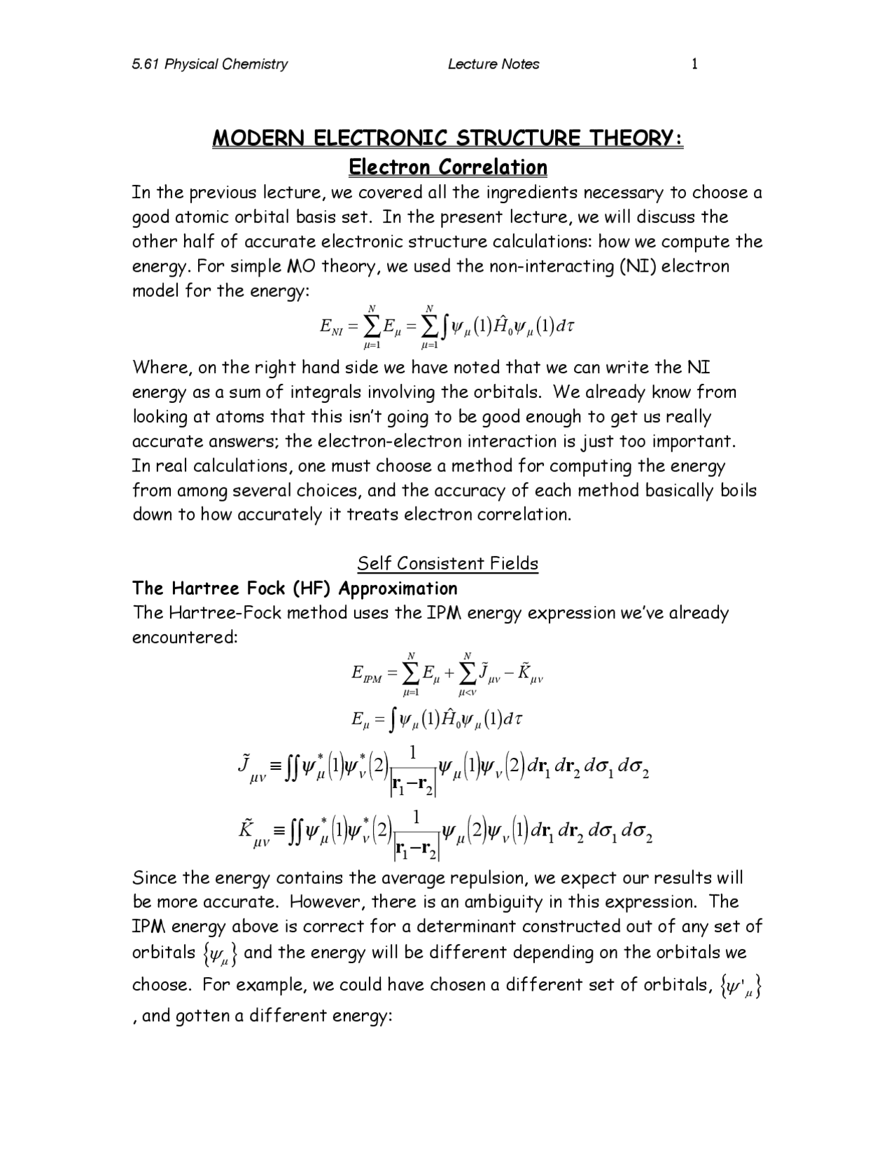Modern Electronic Structure Theory - Docsity