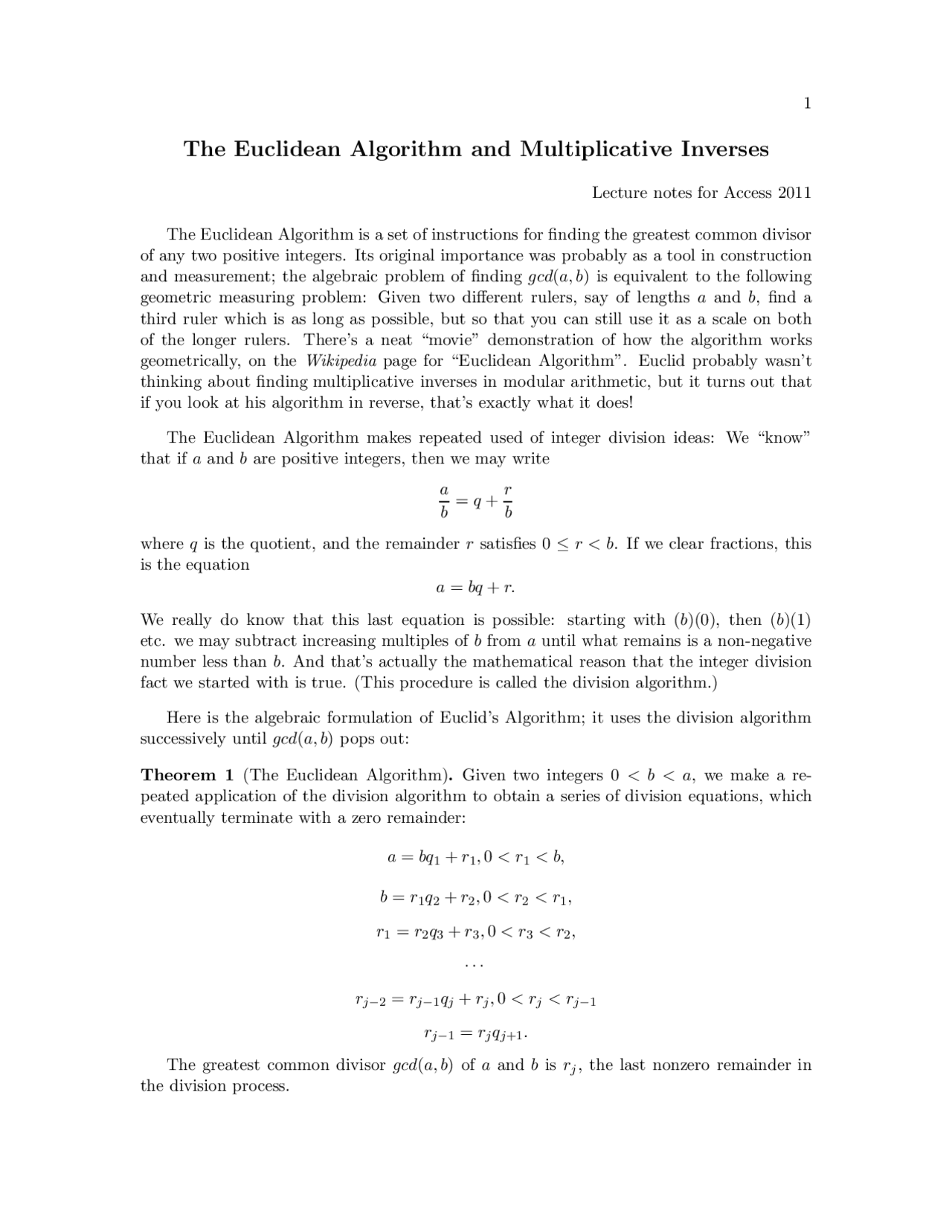 Euclidean algorithm - Docsity