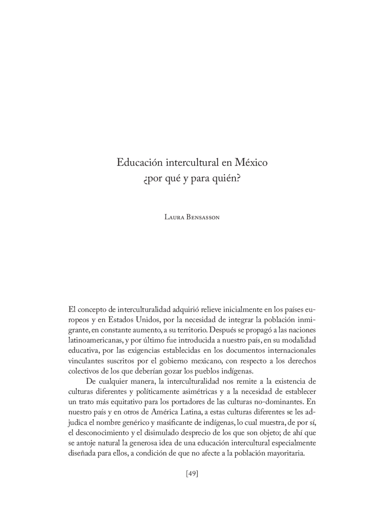 Educación Intercultural Docsity