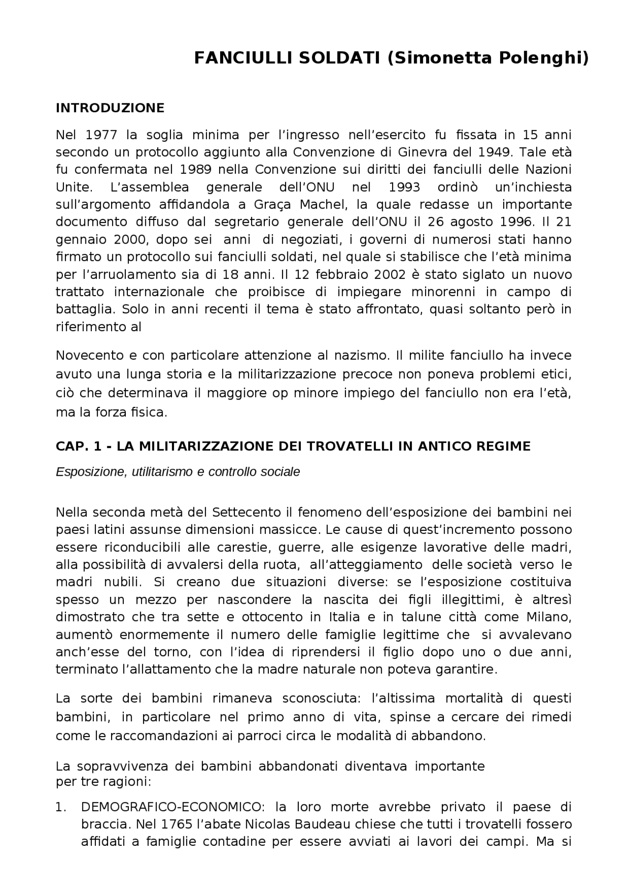 Fanciulli Soldati Riassunto Docsity