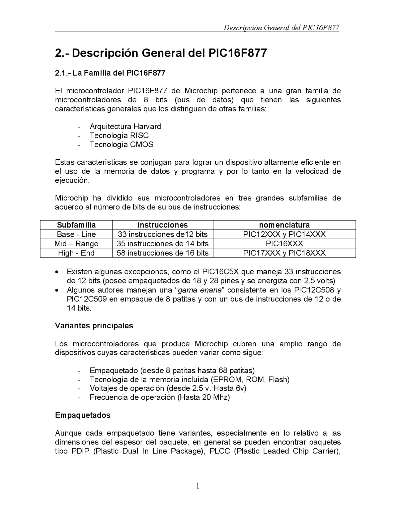 Conjunto de instrucciones del PIC16F877 - Docsity