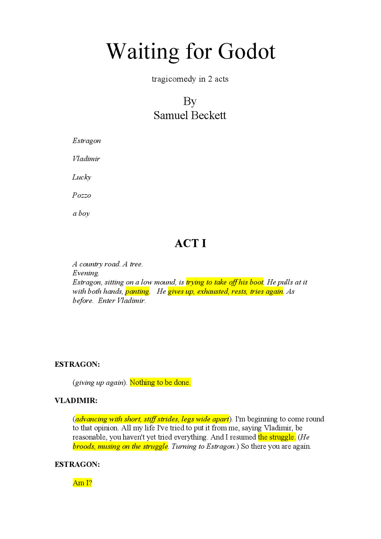 Waiting for Godot - Full text - pdf - Docsity