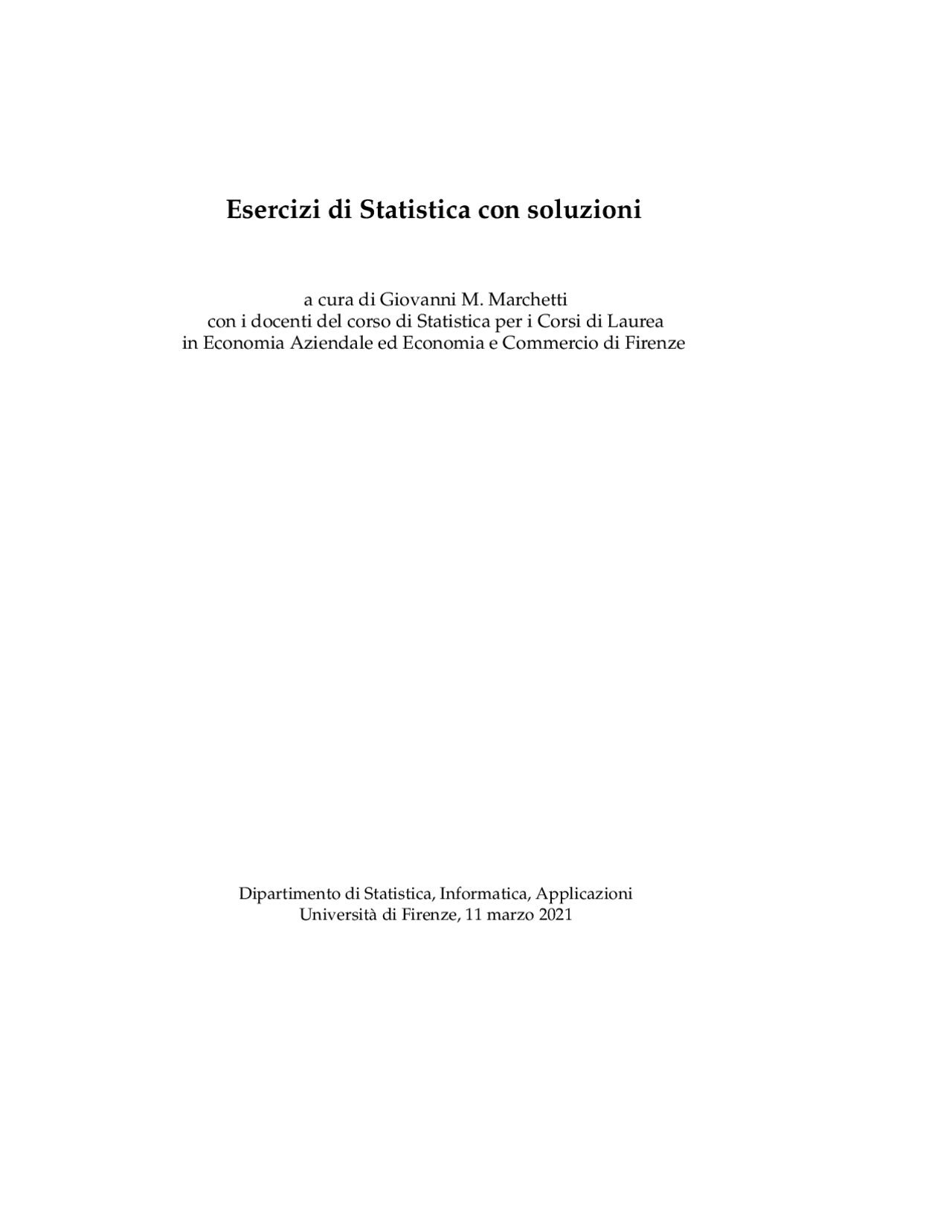 Esercizi Statistica Svolti Docsity