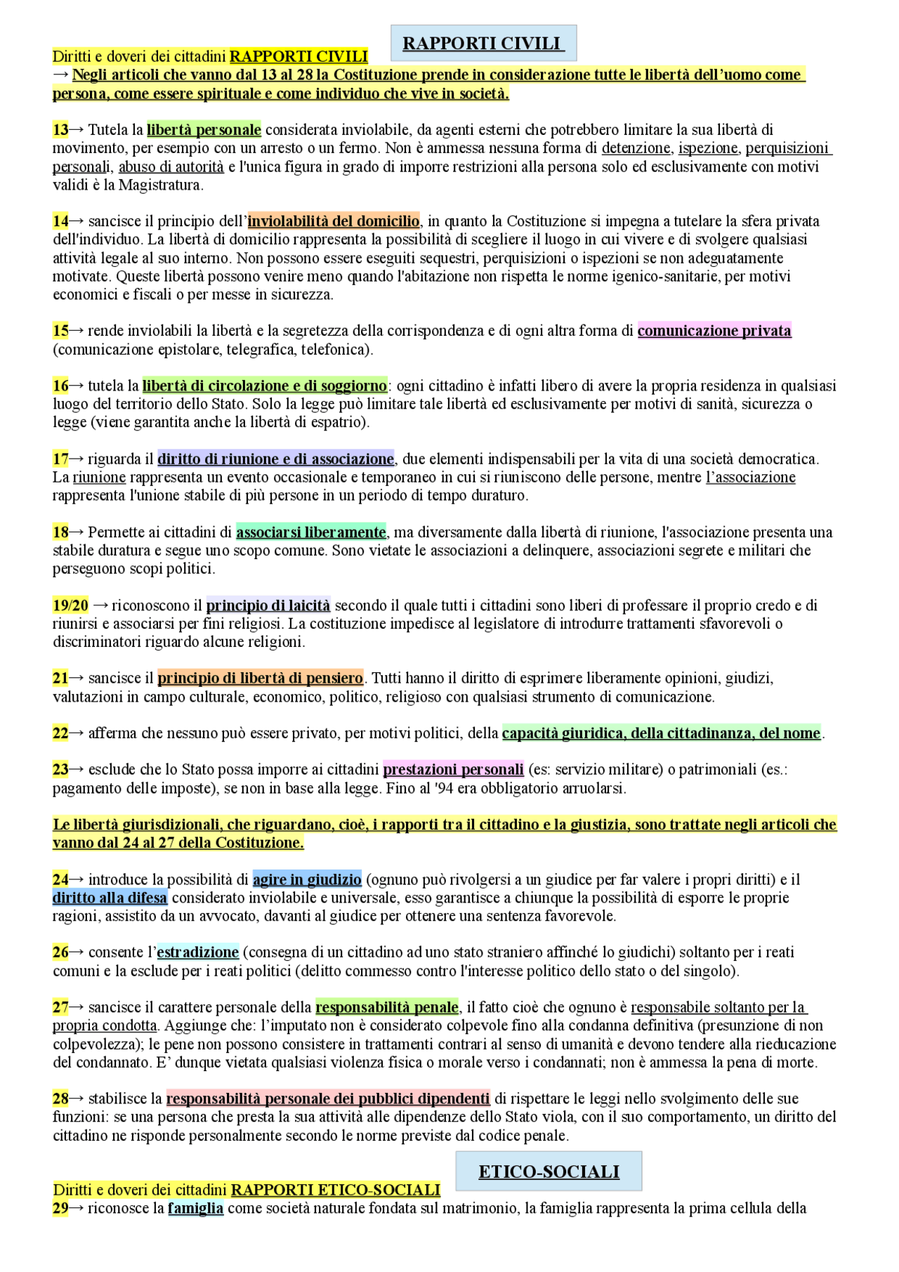 I Diritti E Doveri Dei Cittadini Docsity