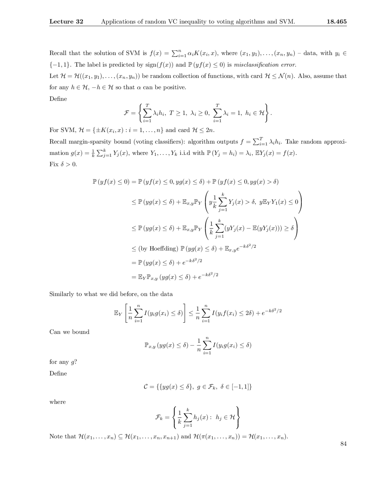 Applications Of Random Vc Inequality To Voting Algorithms And Svm Docsity