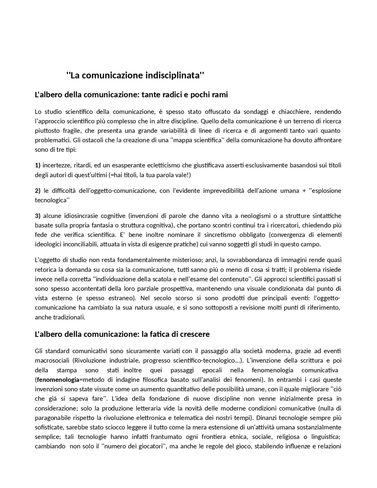 Sintesi Le Scienze Della Comunicazione Di Mocellini E Fatelli Docsity