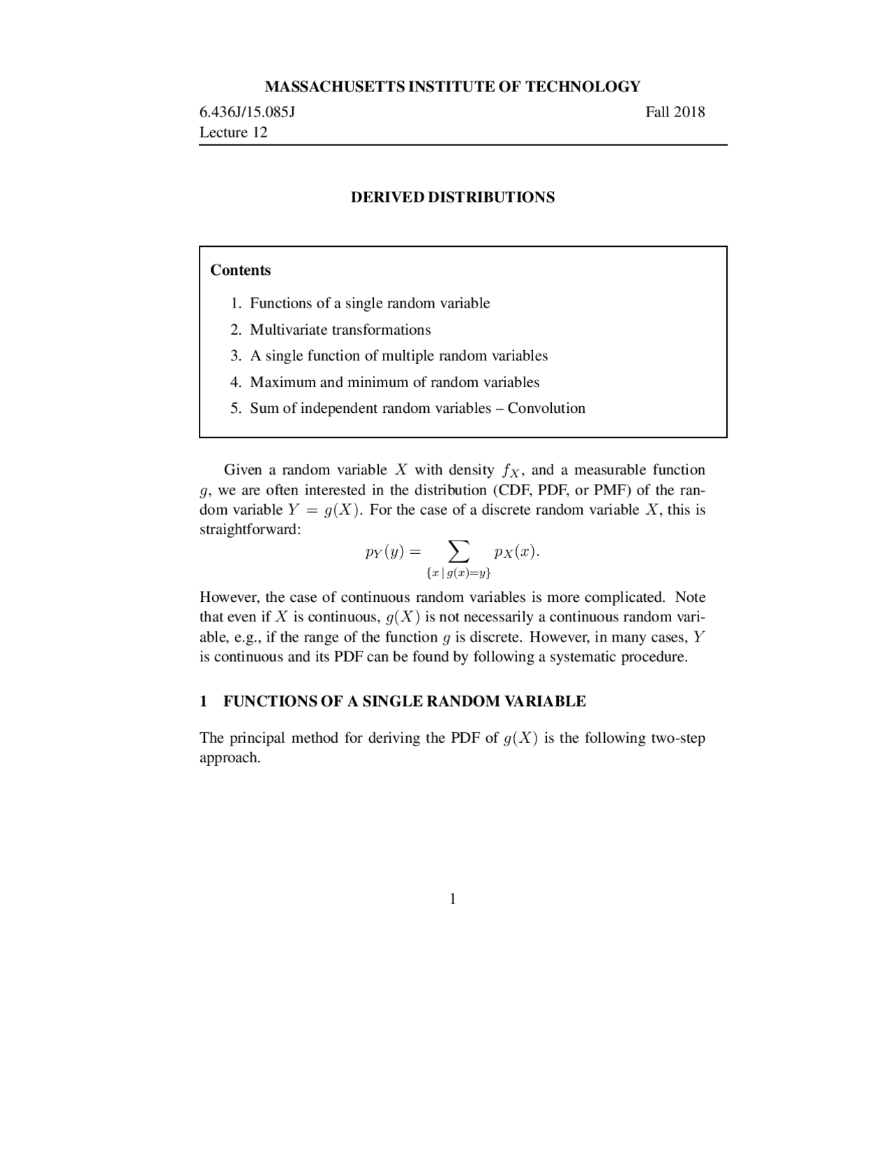 Lecture Notes On Derived Distributions Docsity