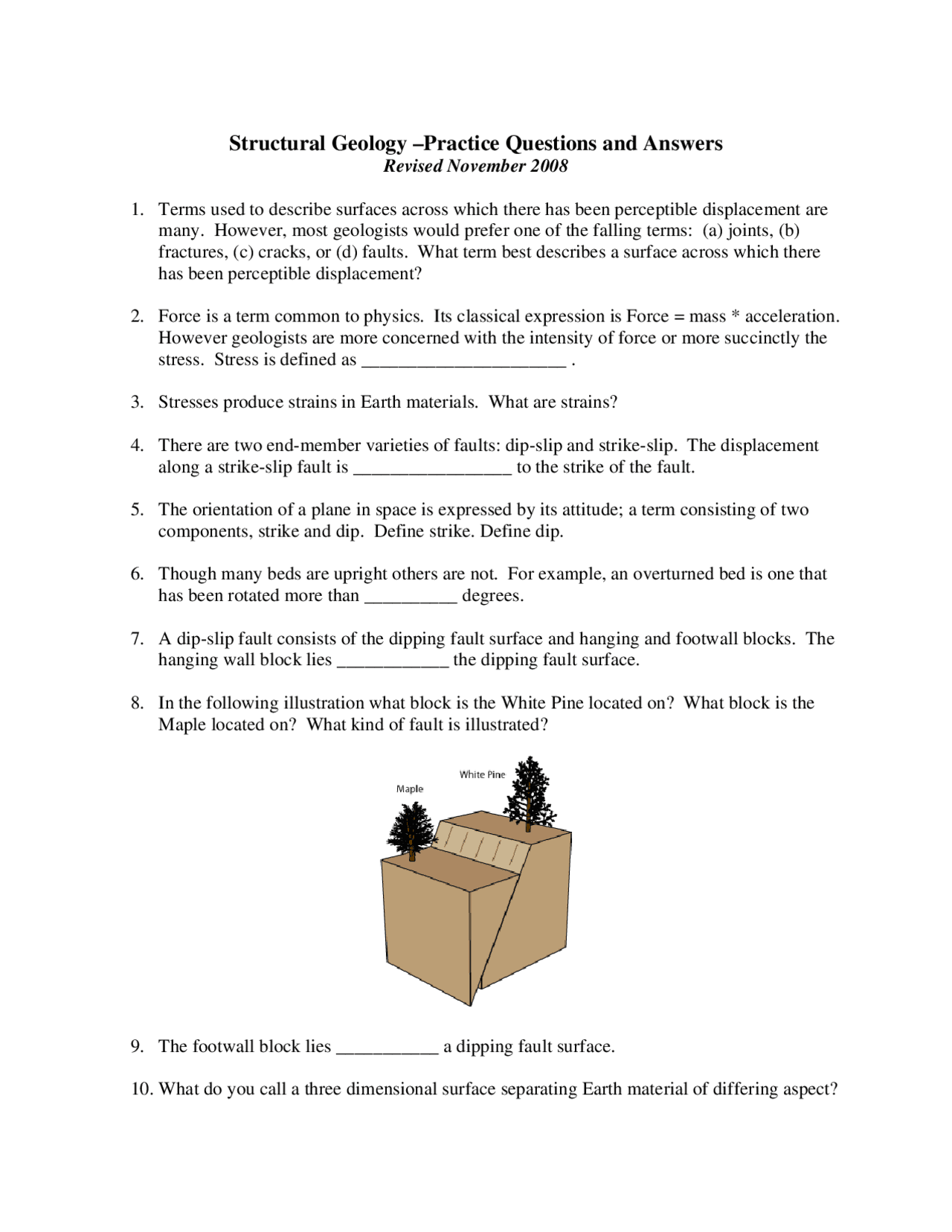 Structural Geology – Practice Questions and Answers | Schemes and Mind ...