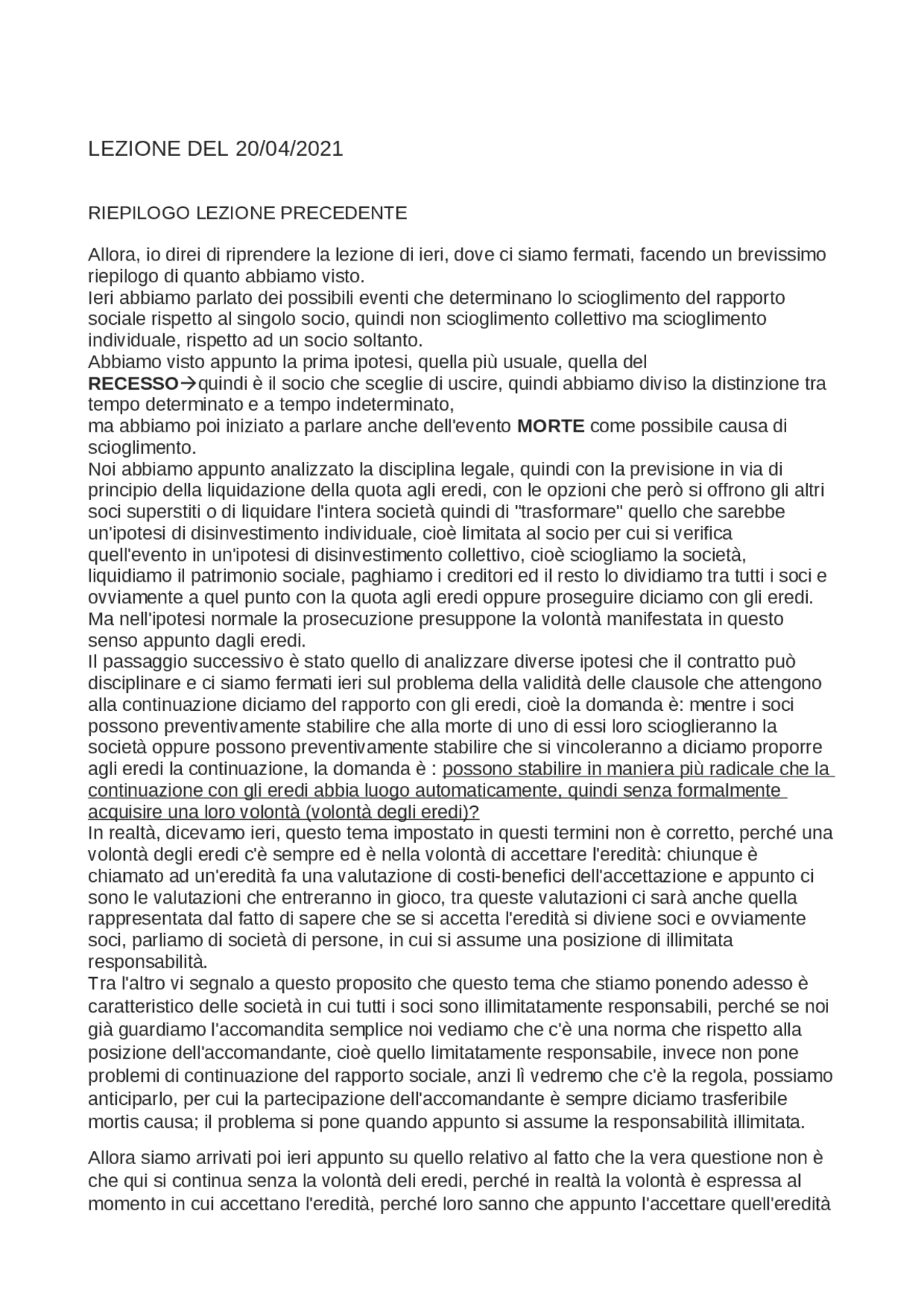 Scioglimento Società Di Persone Docsity