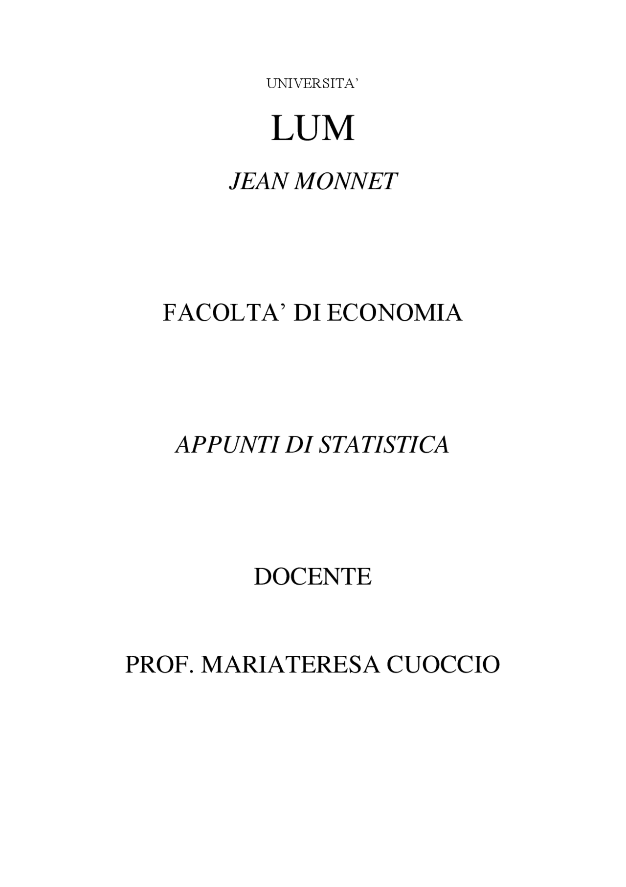 Statistica Argomenti 2021 Docsity