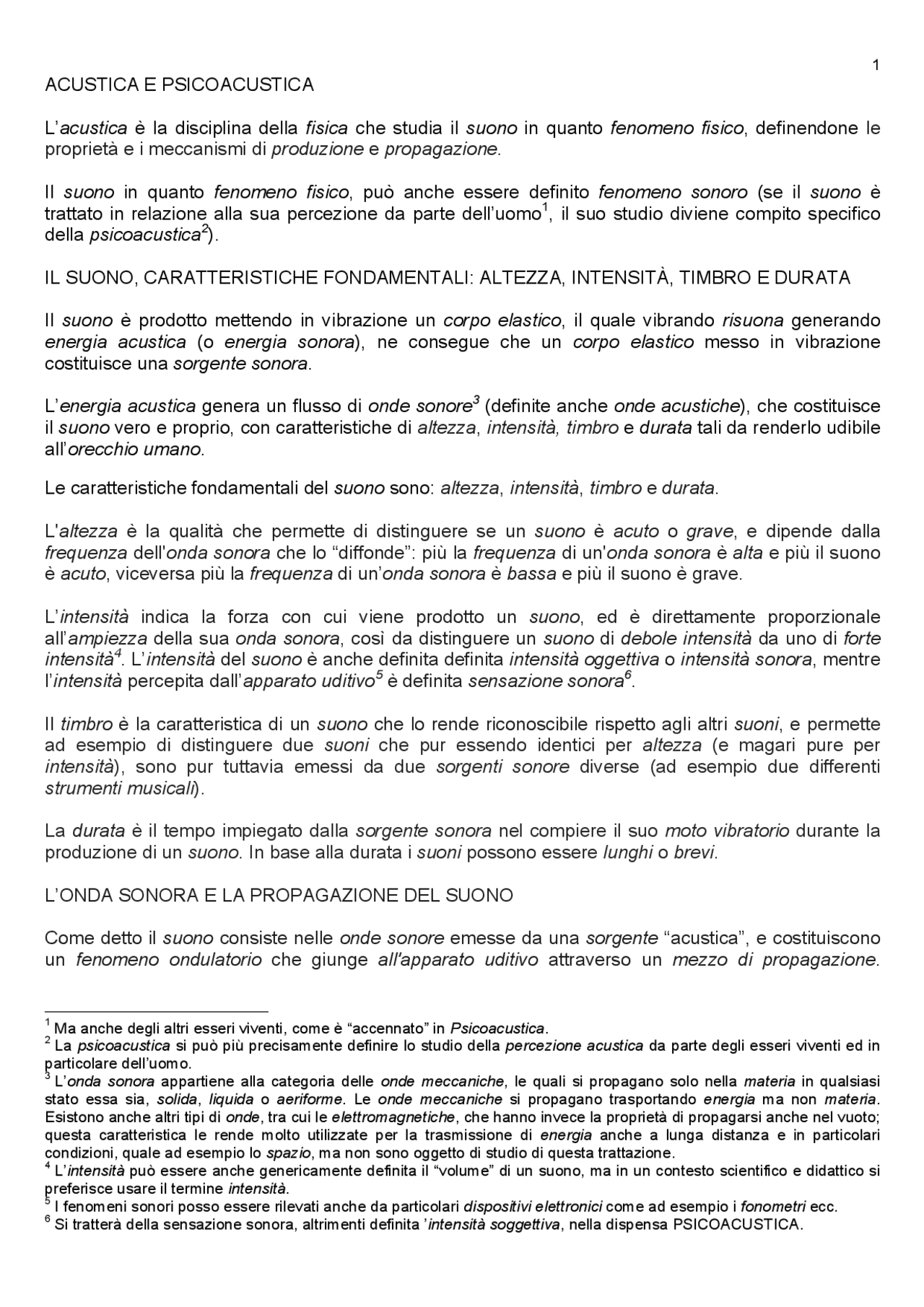 Tecnologie Musicali Acustica I Docsity