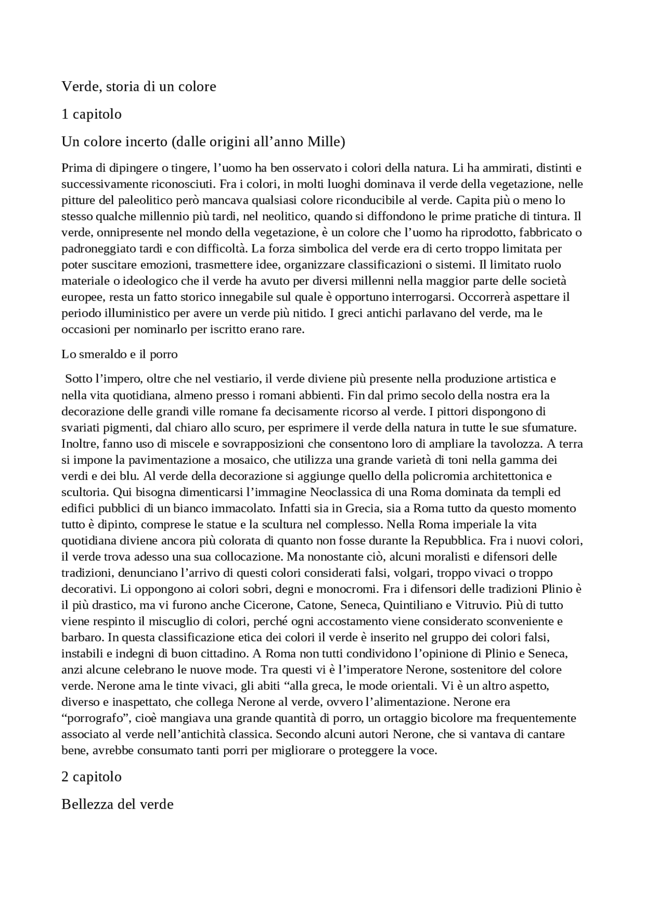 Libro Storia Di Un Colore Verde Docsity