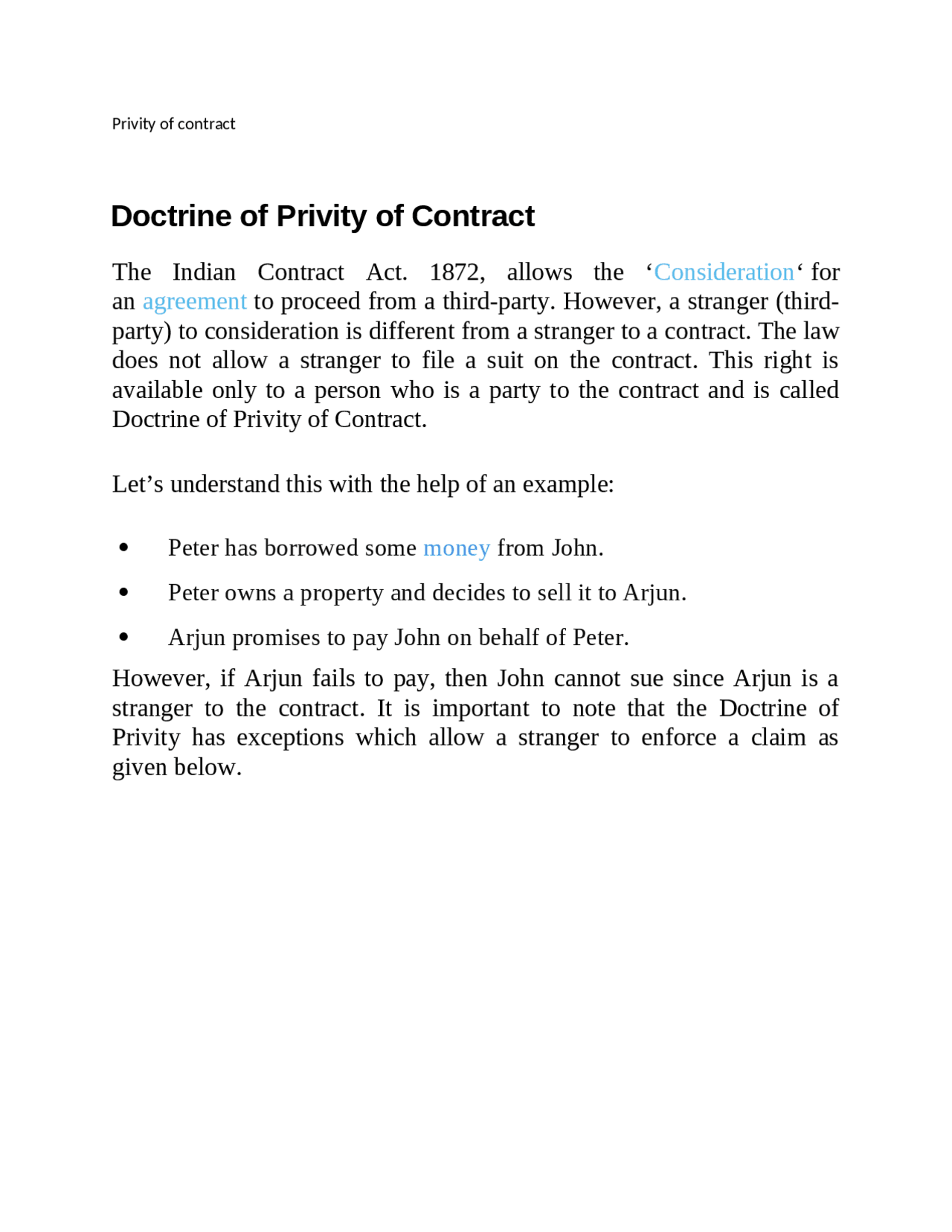 PRIVITY OF CONTRACTS - Docsity