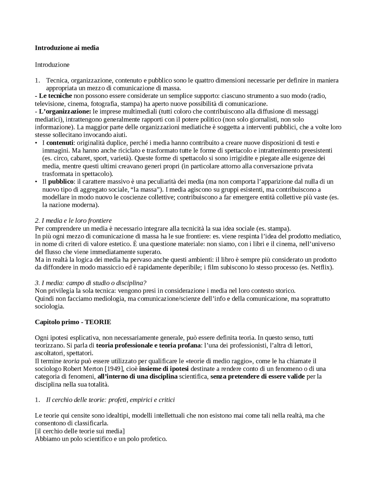 Riassunto Introduzione Ai Media Bourdon Docsity