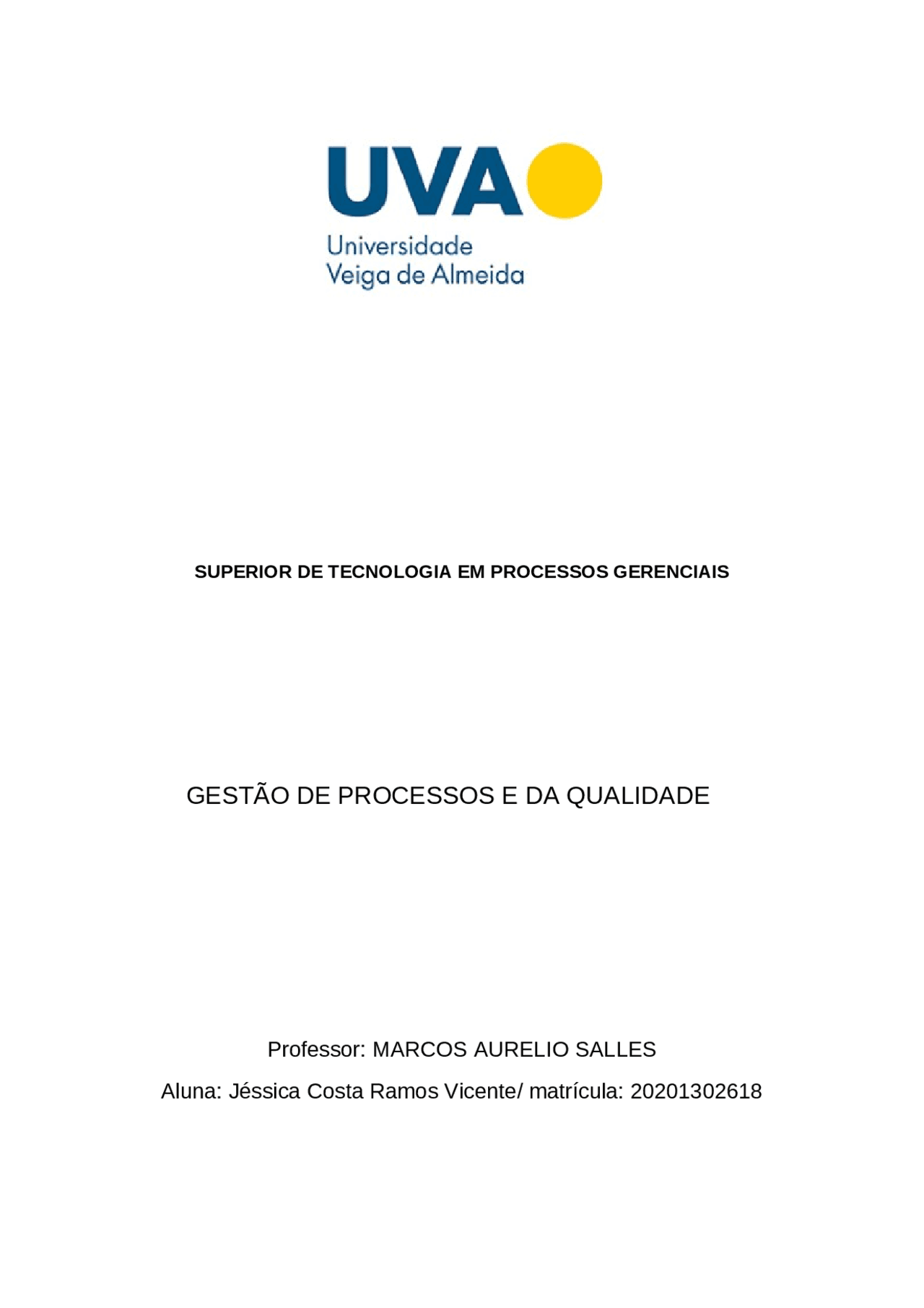GestÃo De Processos E Da Qualidade Trabalhos Gestão Empresarial Docsity