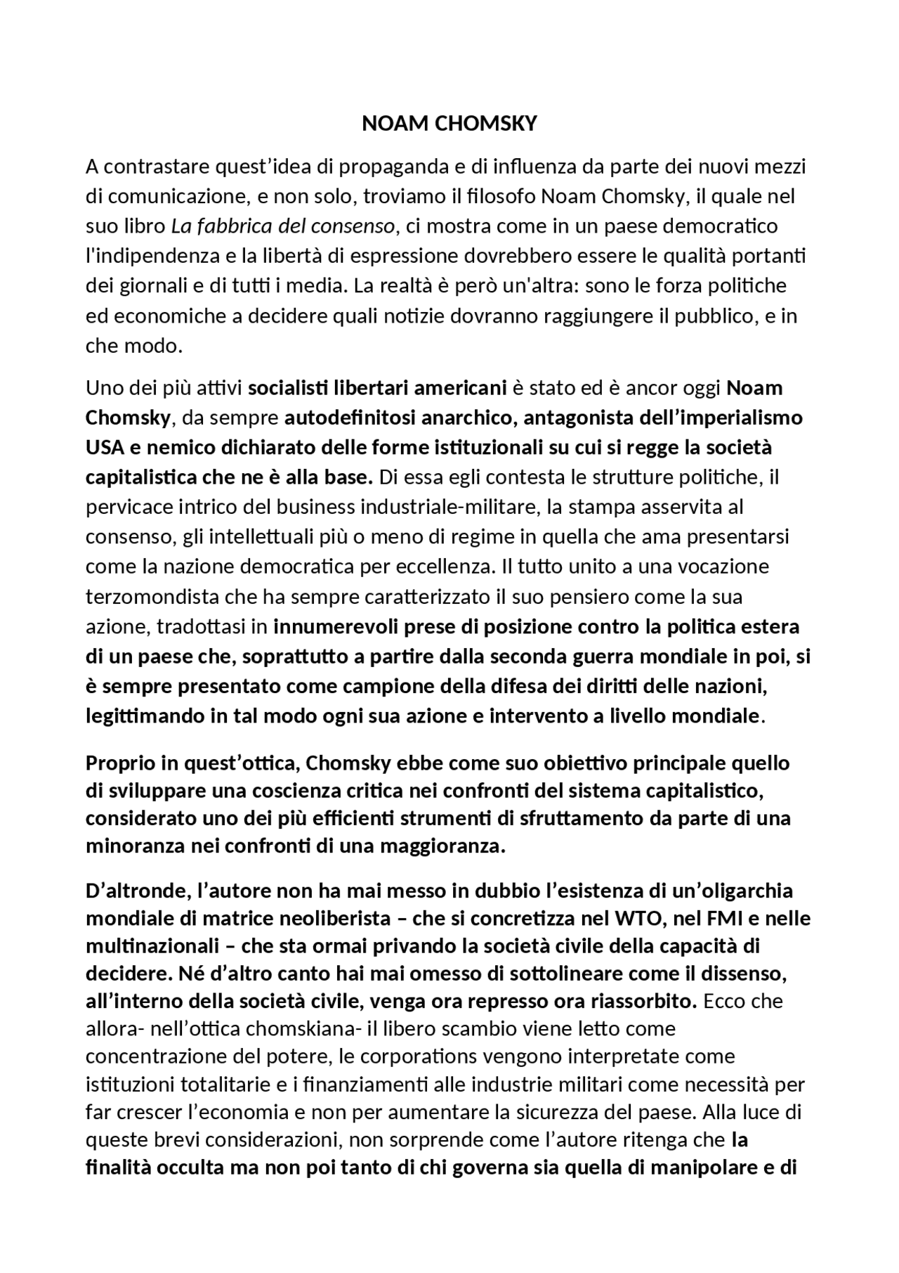 Riassunto Noam Chomsky Docsity