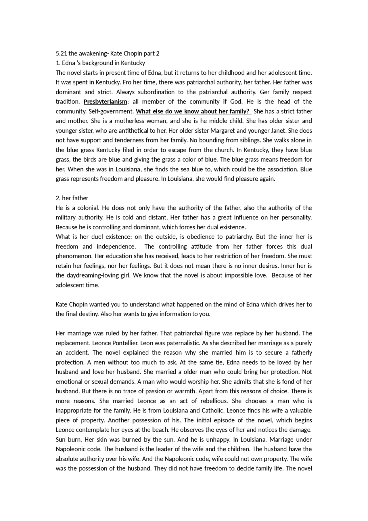 Kate chopin part 2. literature de estados unidos 1850-1900 - Docsity