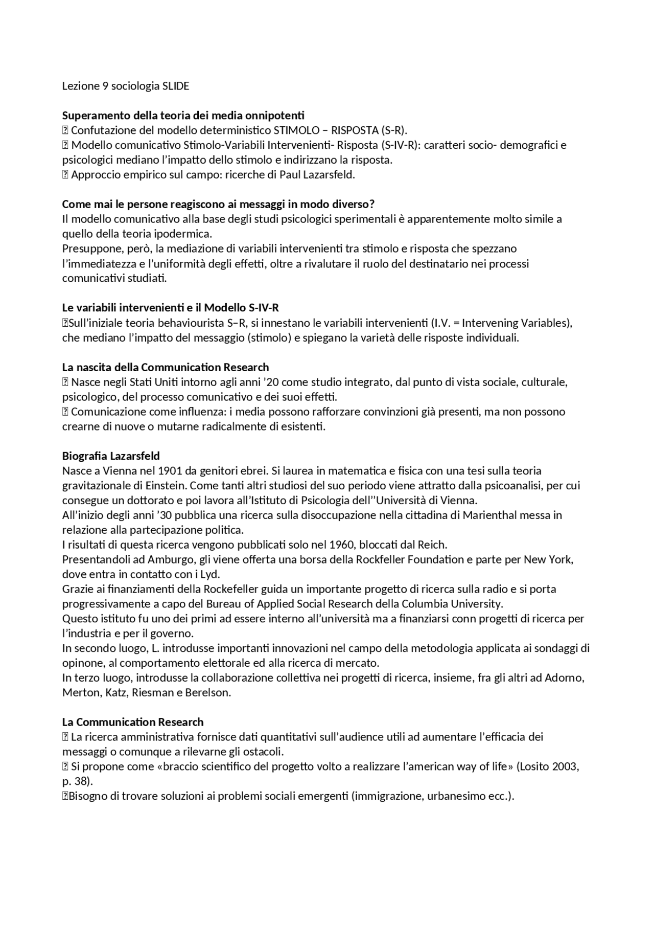 Appunti Lezione 9 Sociologia Docsity