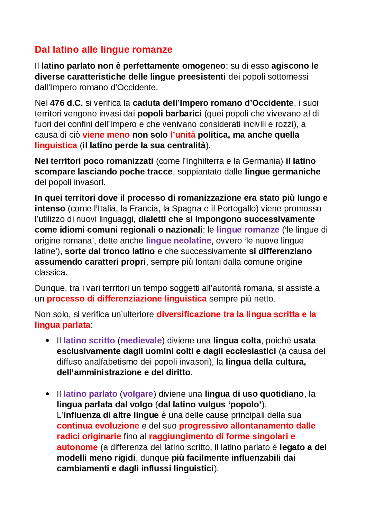 Lingue Romanze E Comuni Docsity
