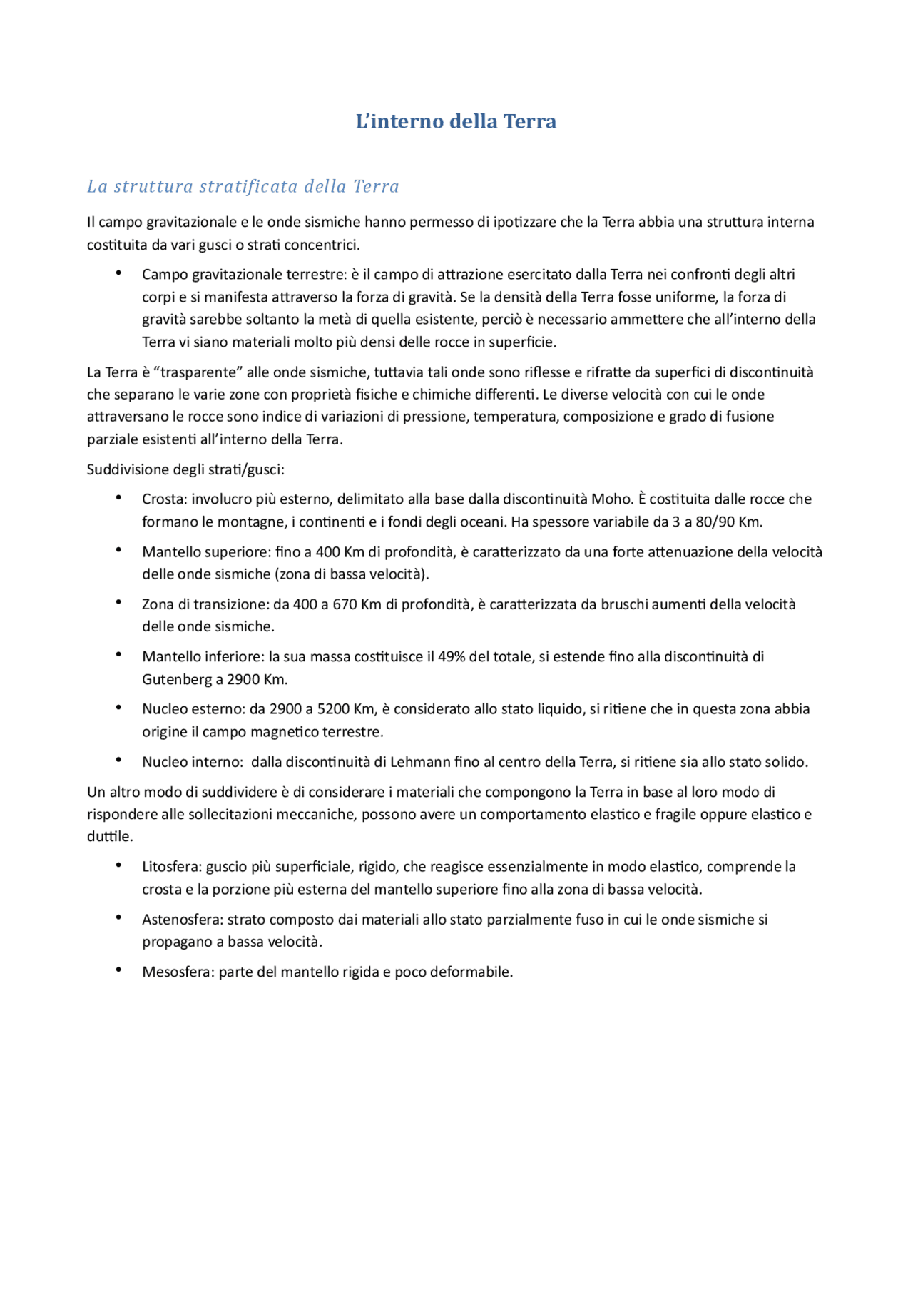 Scienze Della Terra In Sintesi Docsity