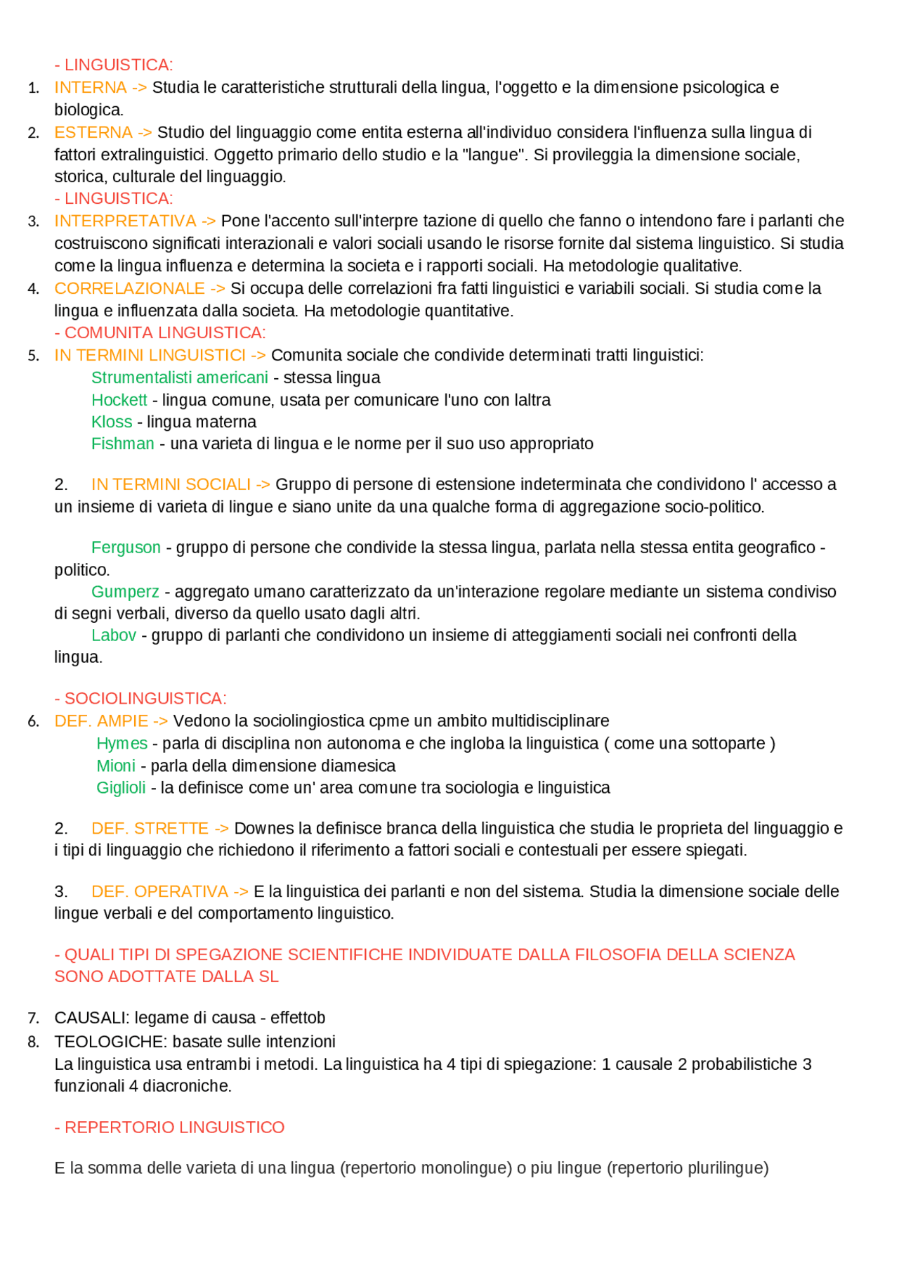 Linguistica E Repertorio Docsity
